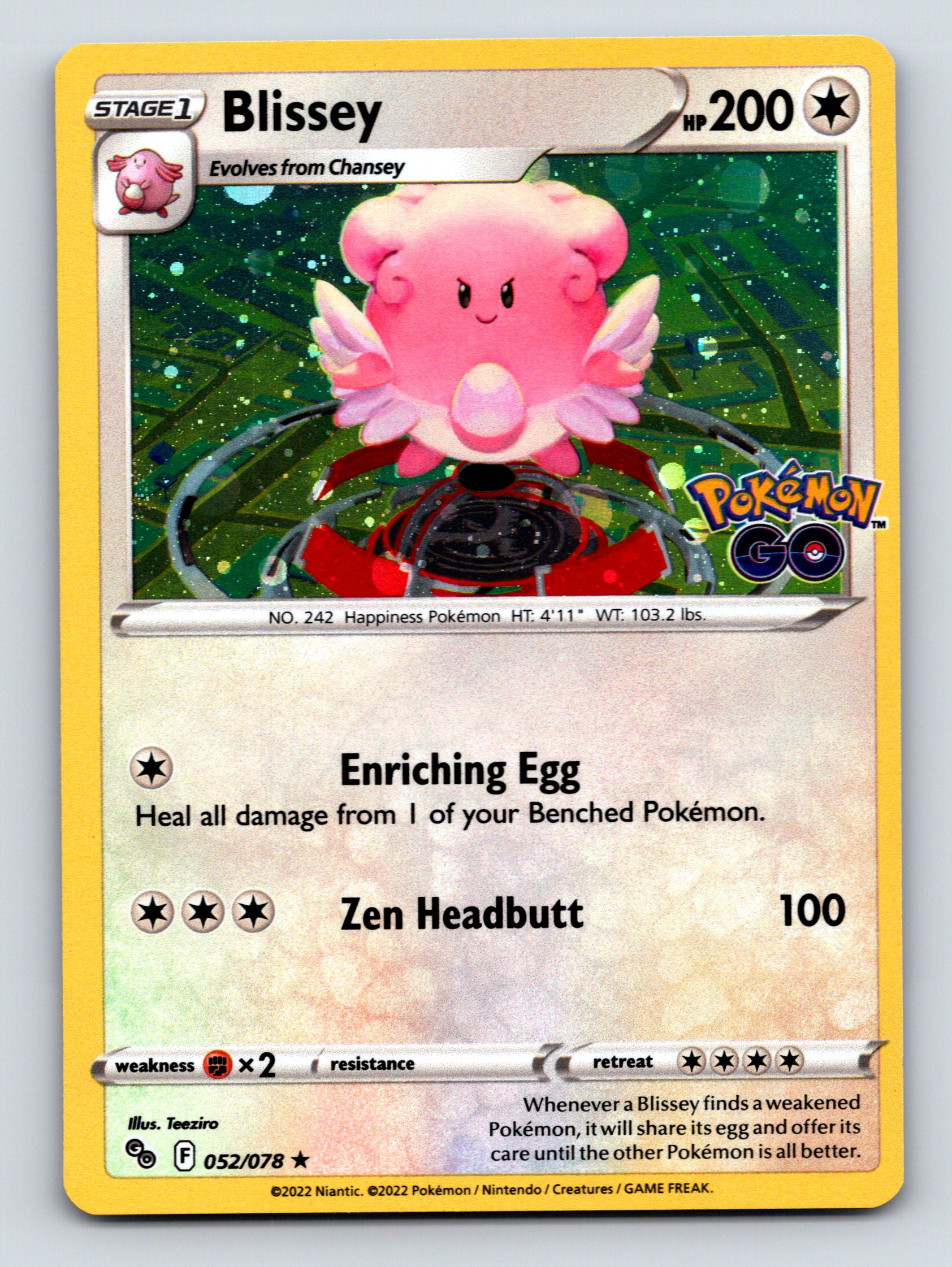 Stage 1 Blissey HP 200 Enriching Egg Zen Headbutt Rarity Pink Cute ...