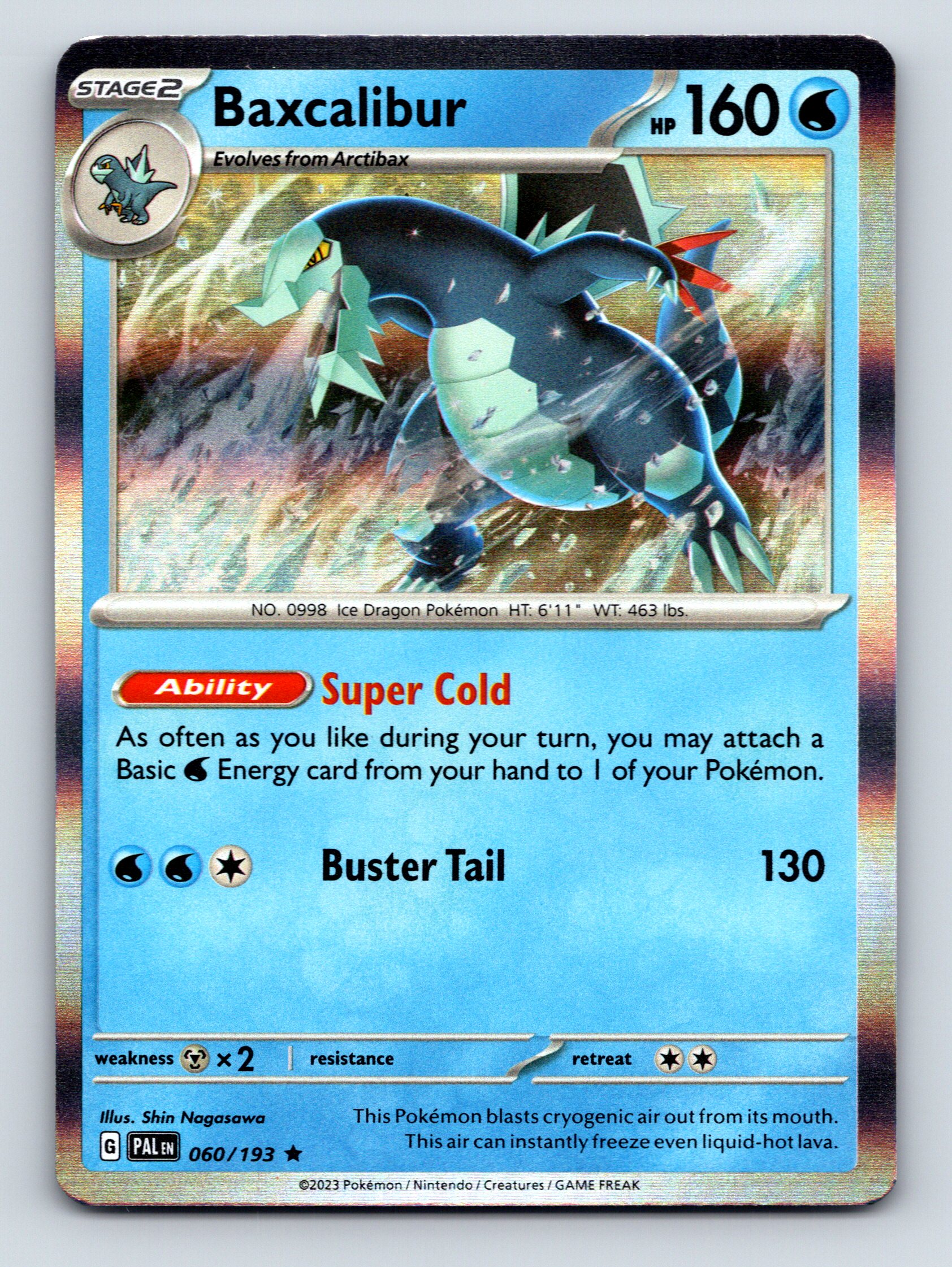 Stage 2 Baxcalibur HP 160 Buster Tail Attack Rarity Blue Powerful ...