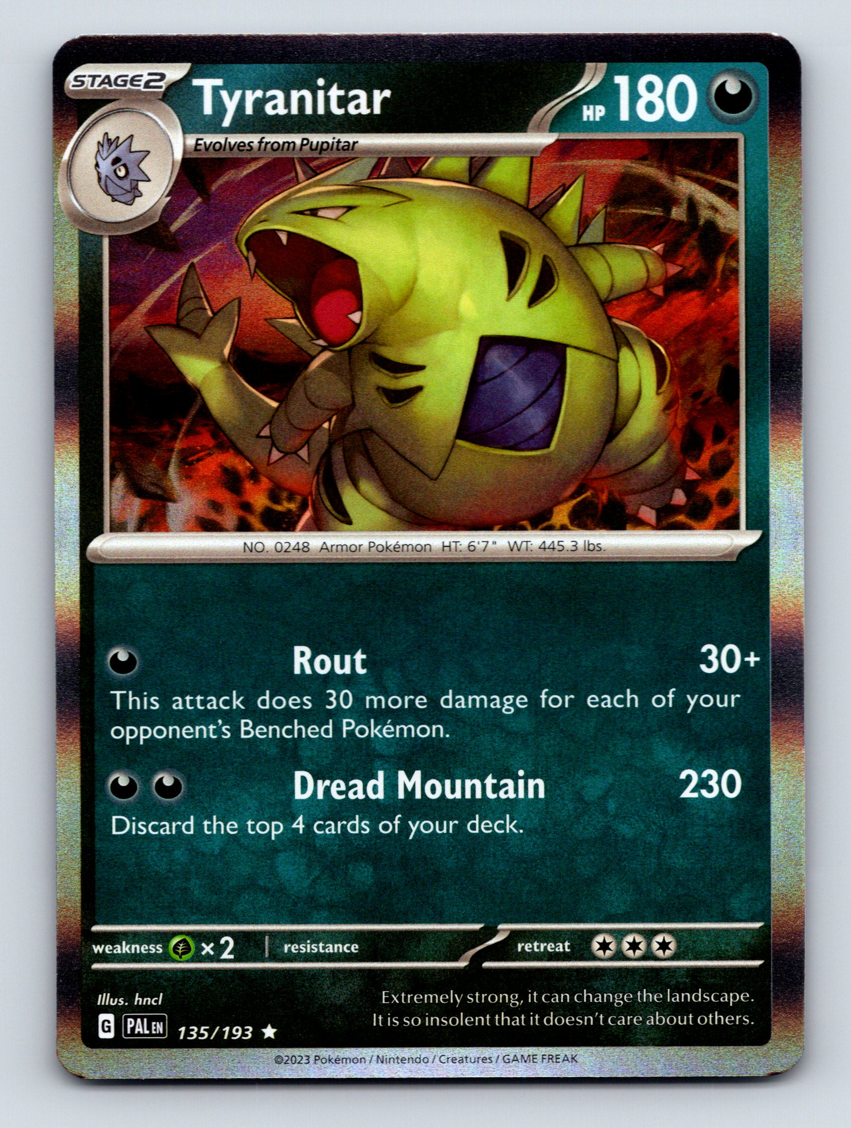 Stage 2 Tyranitar HP 180 Rout Attack Dark Green Pokémon Card | eBay
