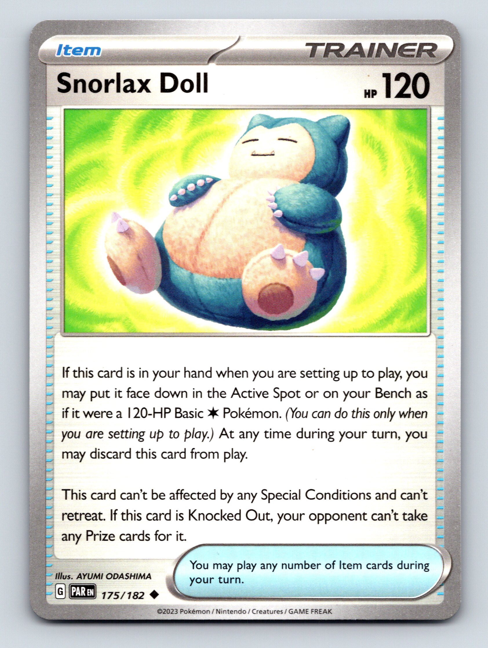 Trainer Item Snorlax Doll HP 120 No Ability Rarity Green Bold Pokémon ...