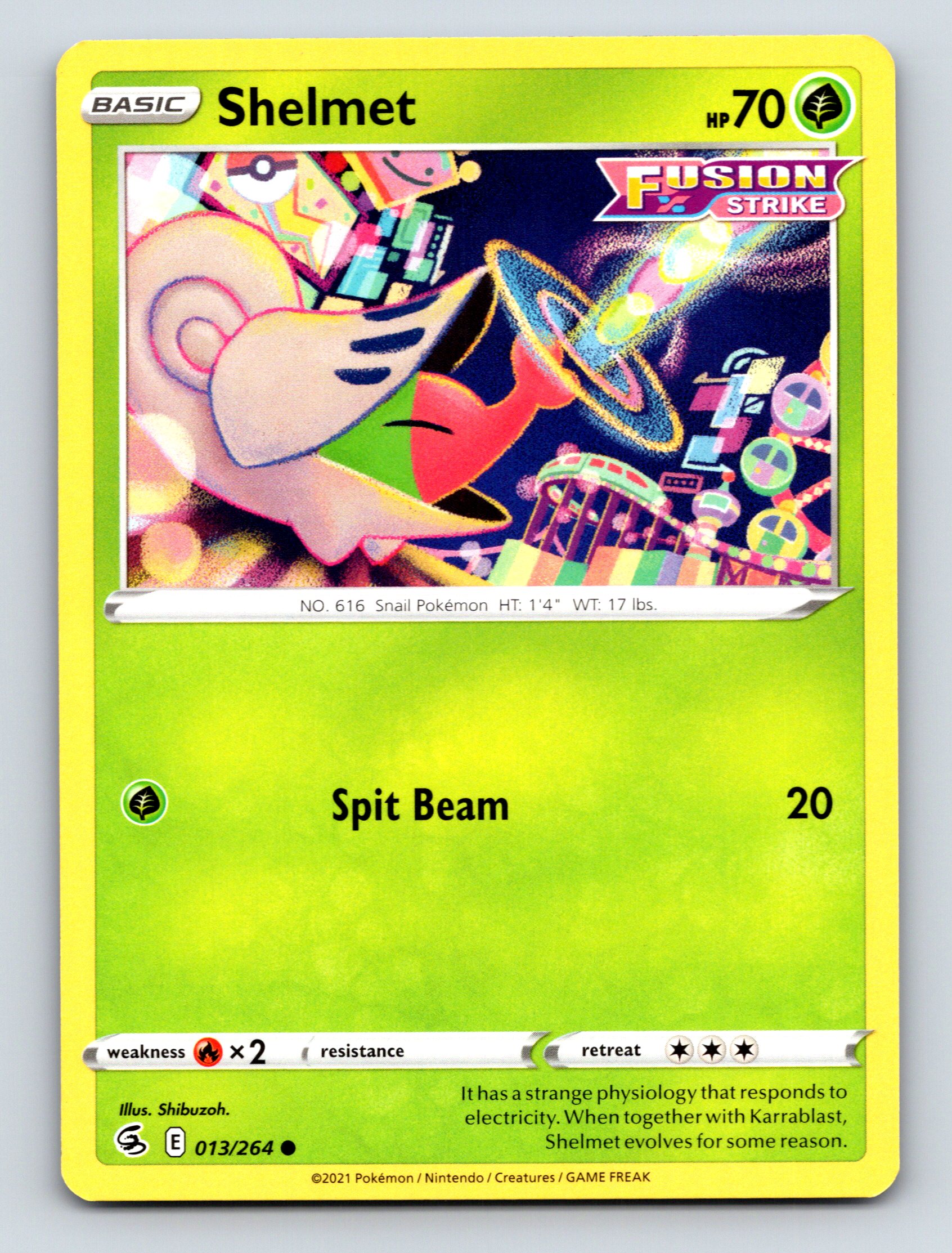 Basic Shelmet HP 70 Spit Beam Fusion Strike Green Colorful Pokémon | eBay