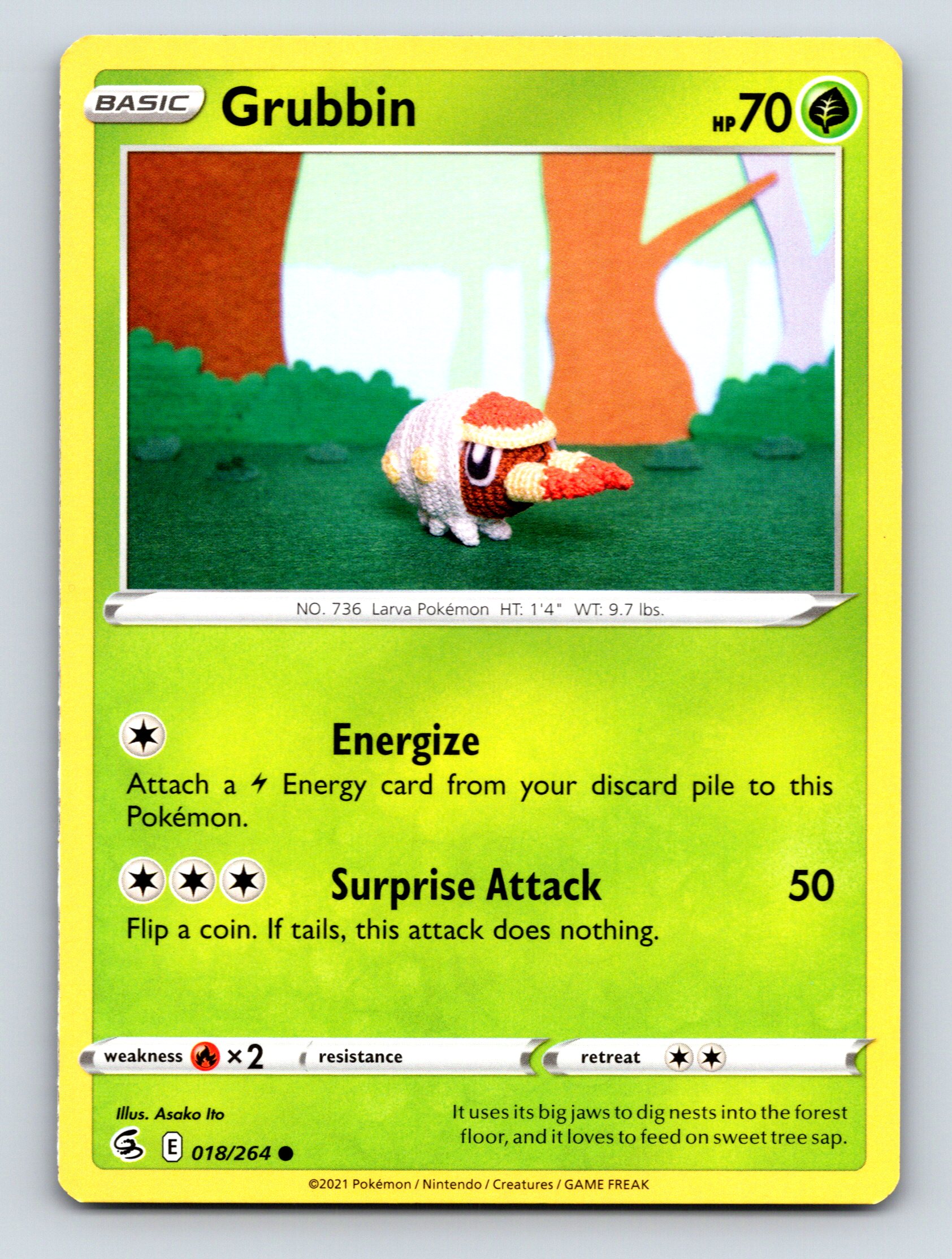 Basic Grubbin HP 70 Surprise Attack Rarity Green Pokémon Larva Card | eBay