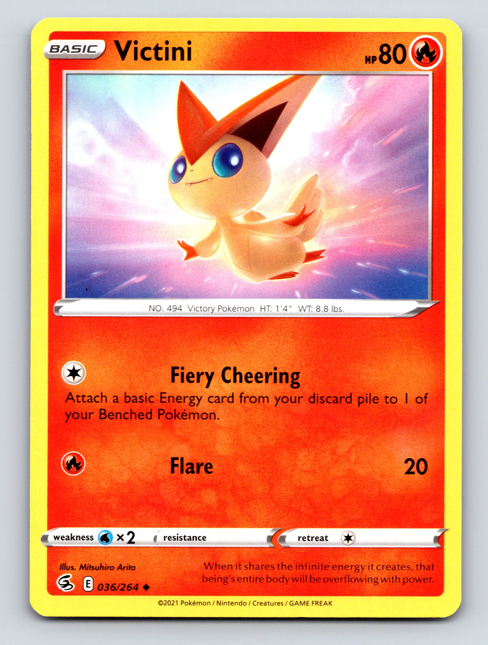 Basic Victini HP 80 Fiery Cheering Flare Rarity Red Colorful Pokémon | eBay
