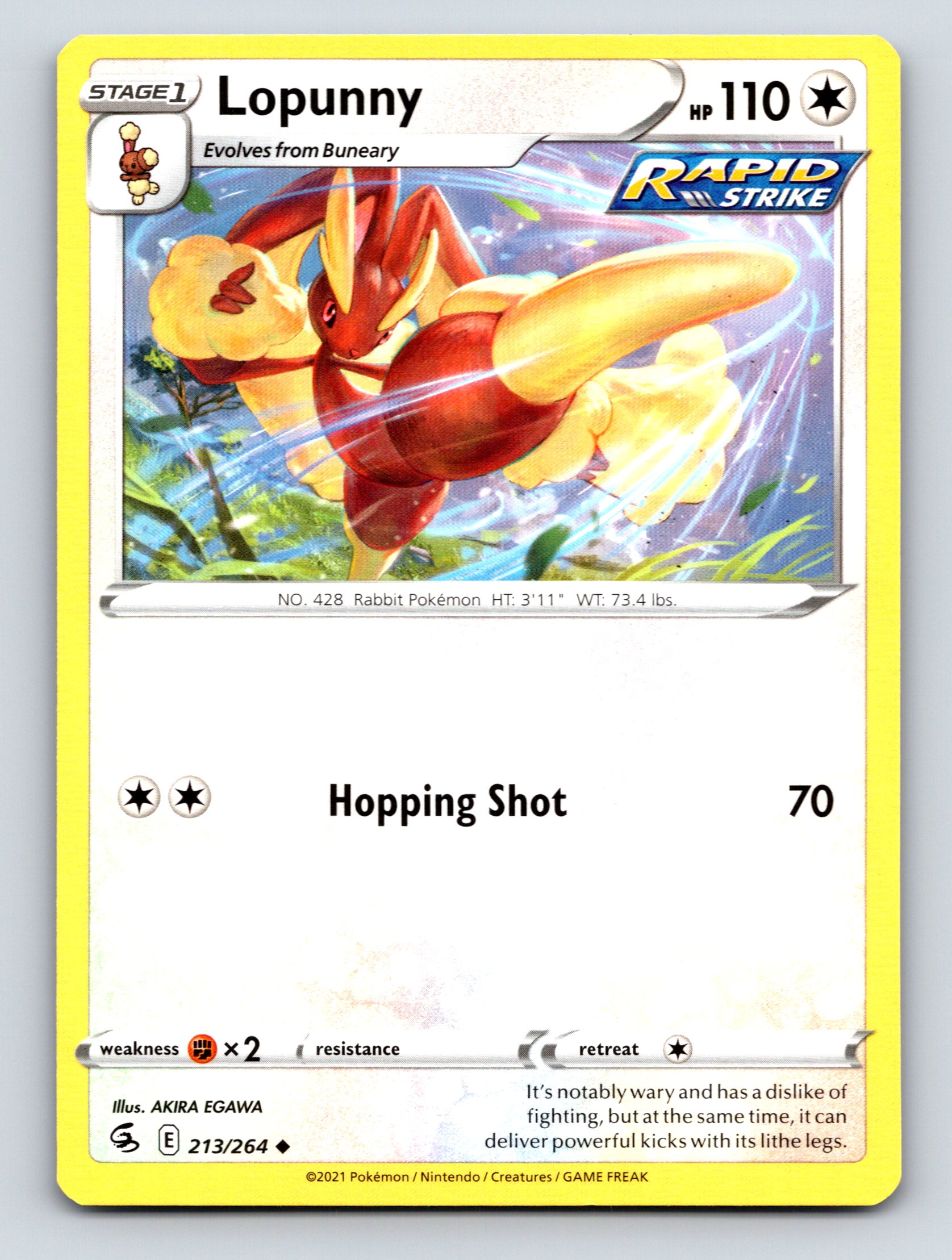 Stage 1 Lopunny HP 110 Hopping Shot Attack Rarity White Rabbit Pokémon ...