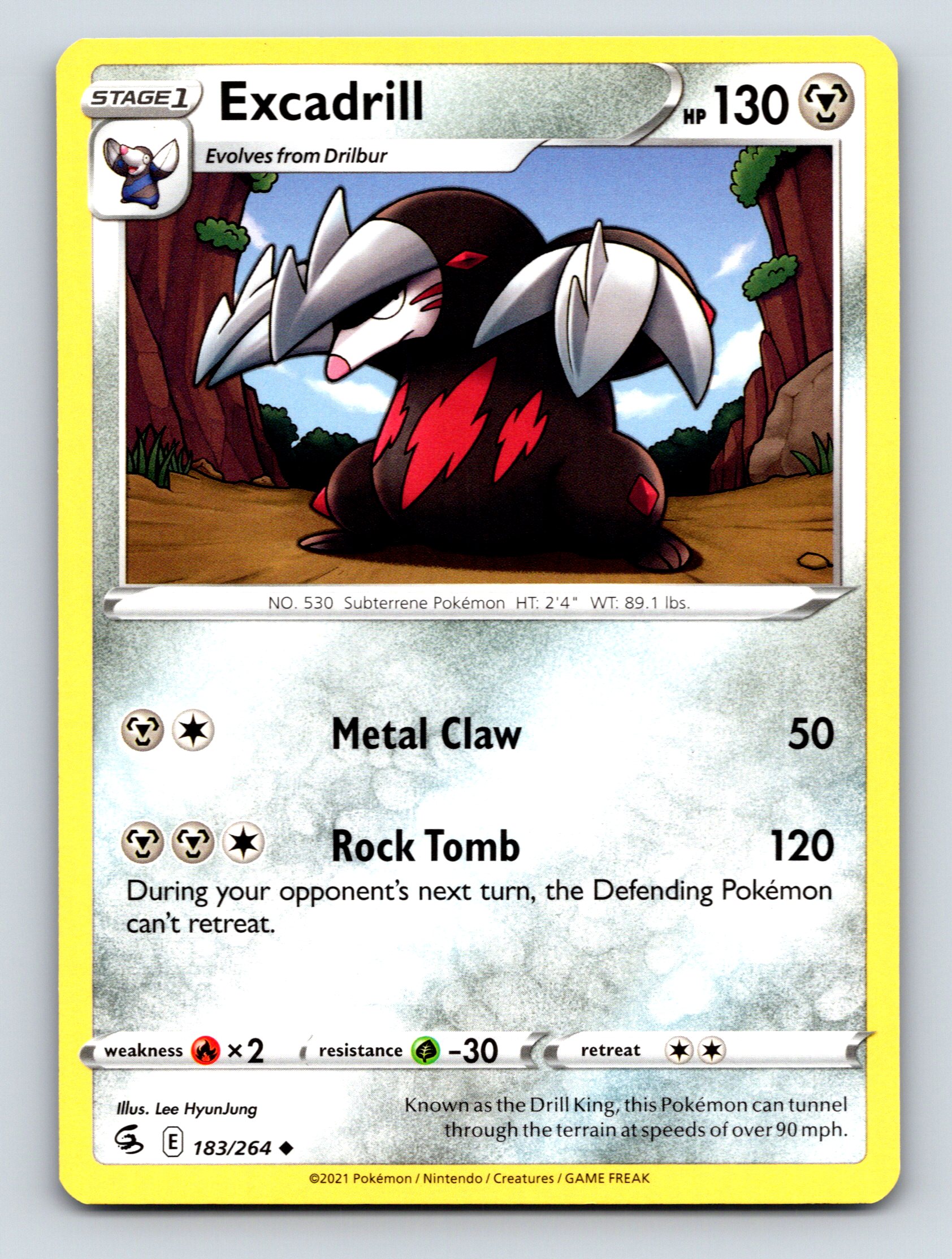 Stage 1 Excadrill HP 130 Metal Claw Rock Tomb Rarity Gray Pokémon Card ...