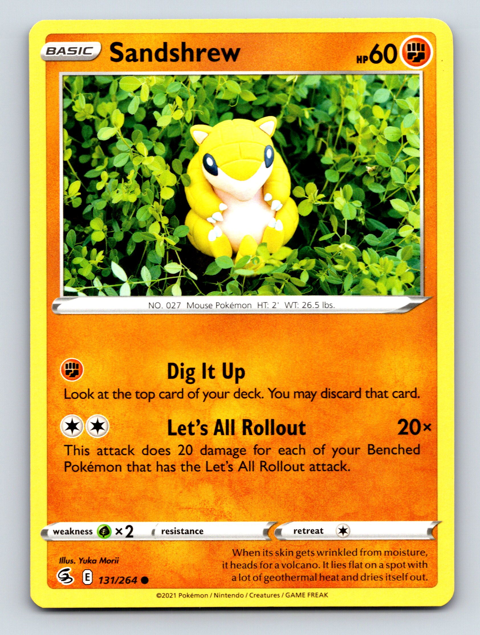 Basic Sandshrew HP 60 Dig It Up Attack Rarity Green Mouse Pokémon Card ...