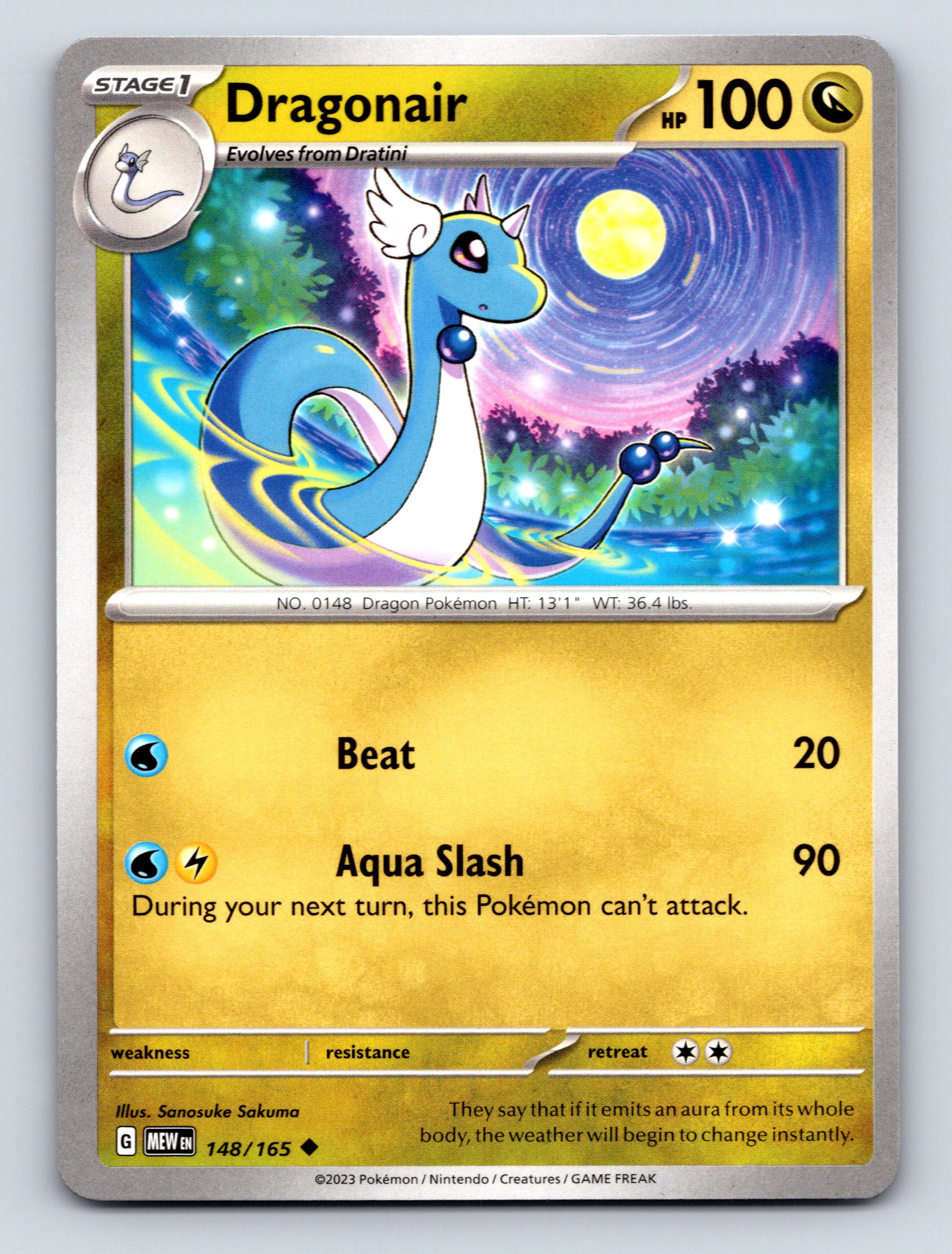 Stage 1 Dragonair HP 100 Aqua Slash Beat Attack Rarity Blue Pokémon | eBay