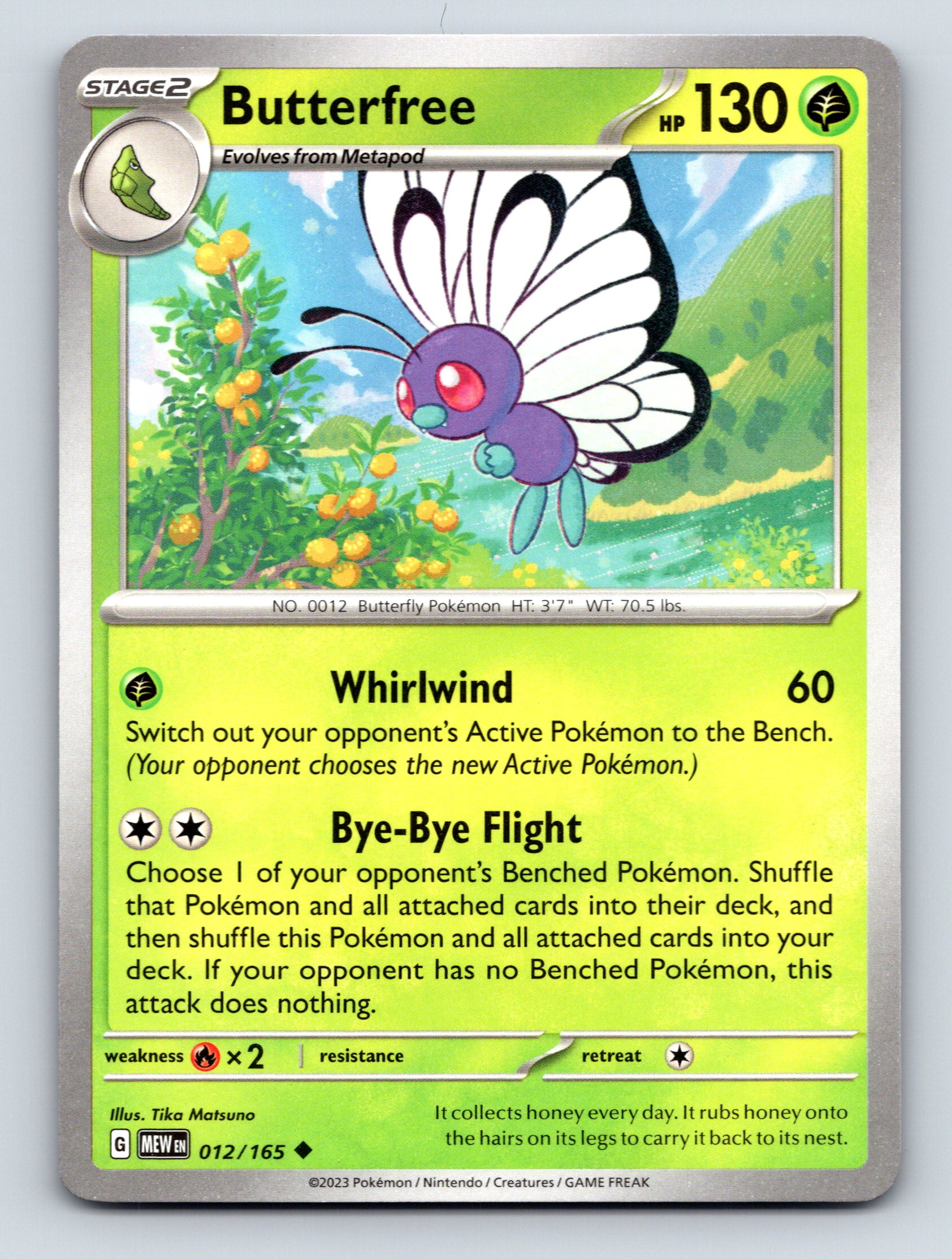 Stage 2 Butterfree HP 130 Whirlwind Attack Rare Green Color Pokémon | eBay