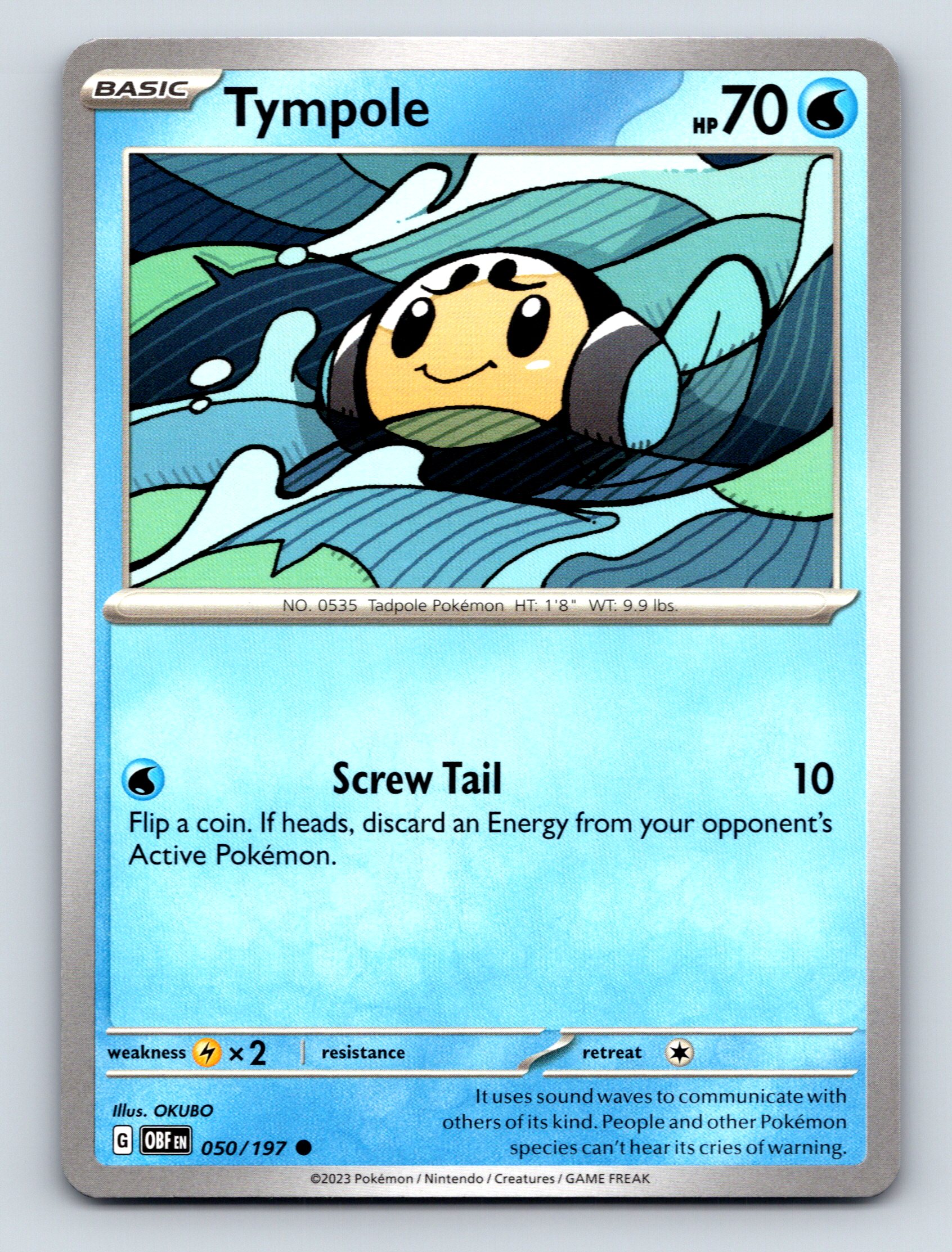 Basic Tympole HP 70 Screw Tail Attack Tadpole Pokémon Blue Background ...