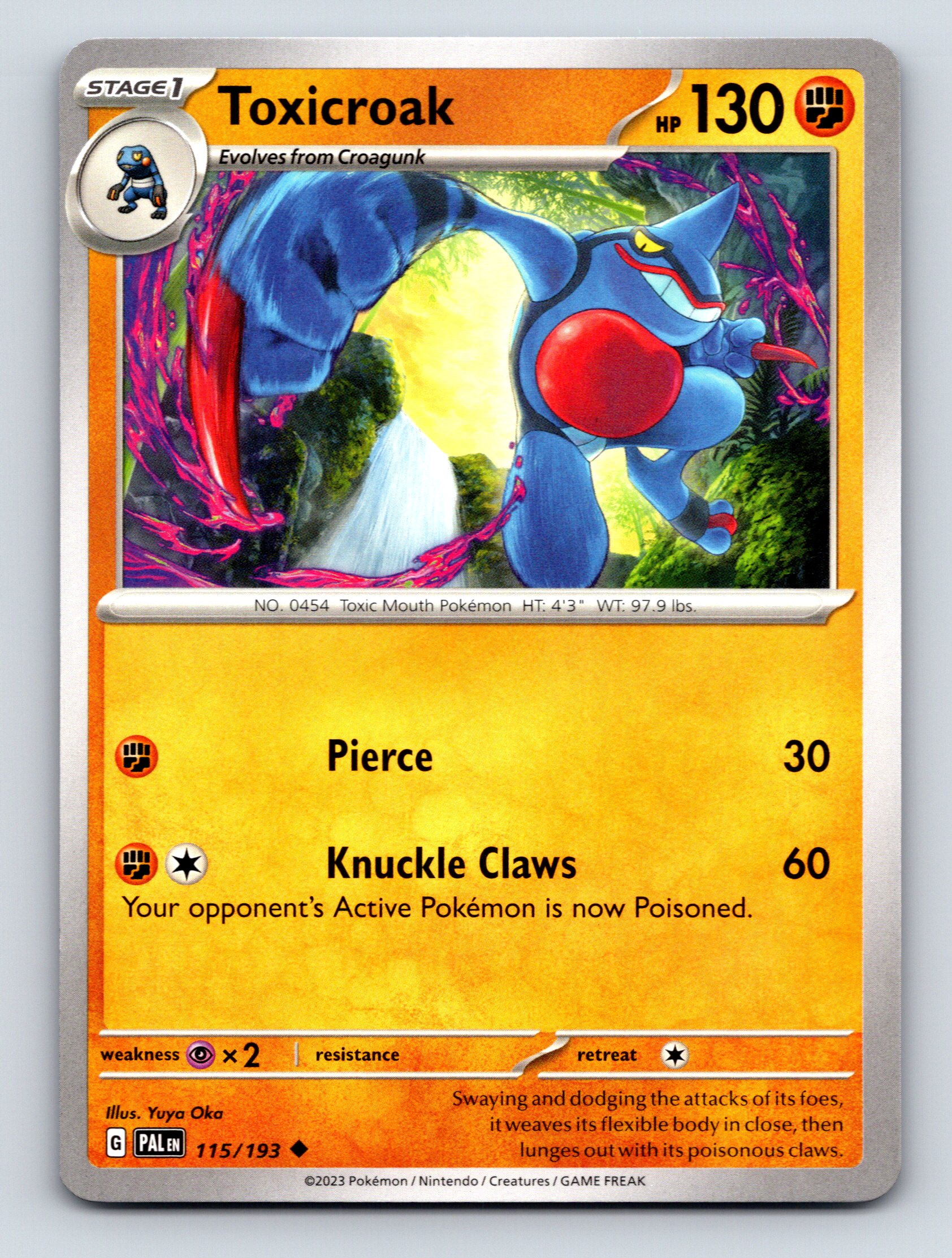 Stage 1 Toxicroak HP 130 Knuckle Claws Attack Rare Blue Pokémon | eBay
