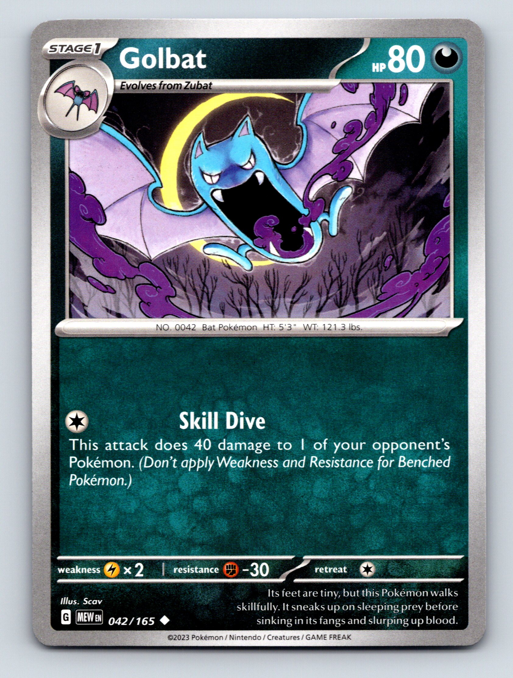 Stage 1 Golbat HP 80 Skill Dive Attack Classic Blue Bat Pokémon | eBay