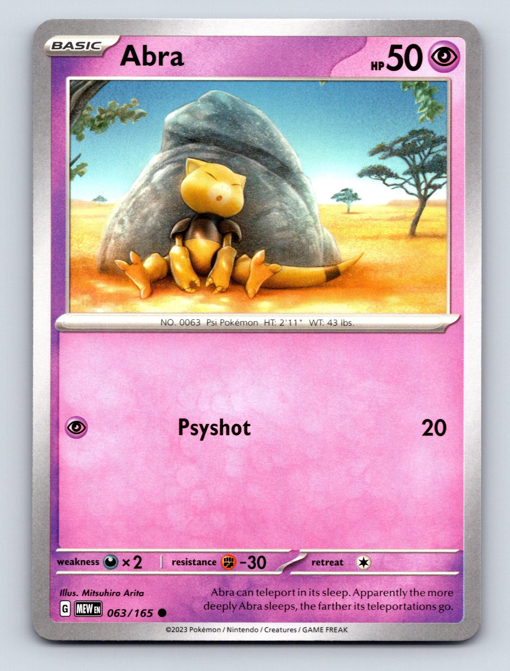 Basic Abra HP 50 Psyshot Attack Rarity Pink Colorful Pokémon Card | eBay