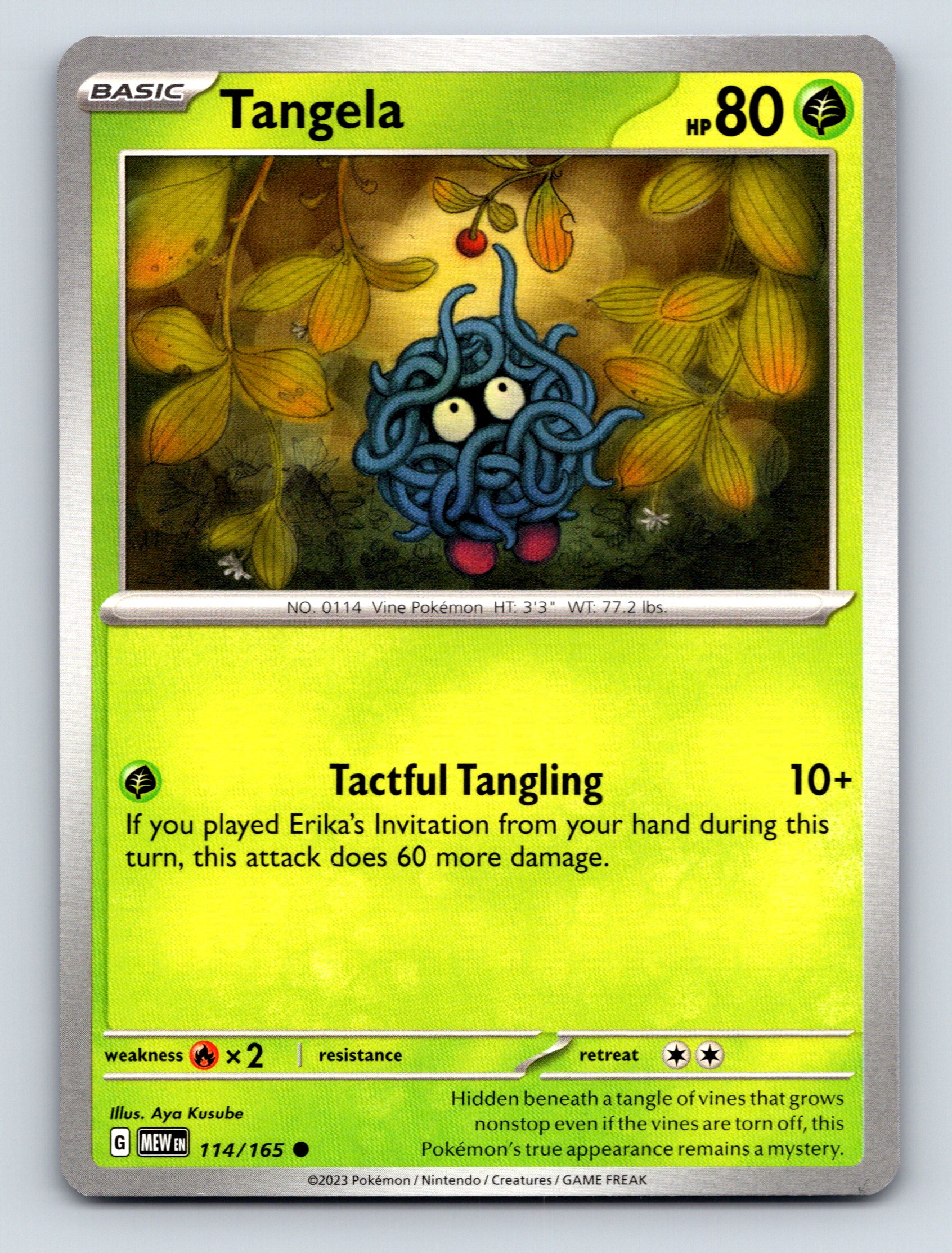 Basic Tangela HP 80 Tactful Tangling Attack Rarity Green Colorful ...