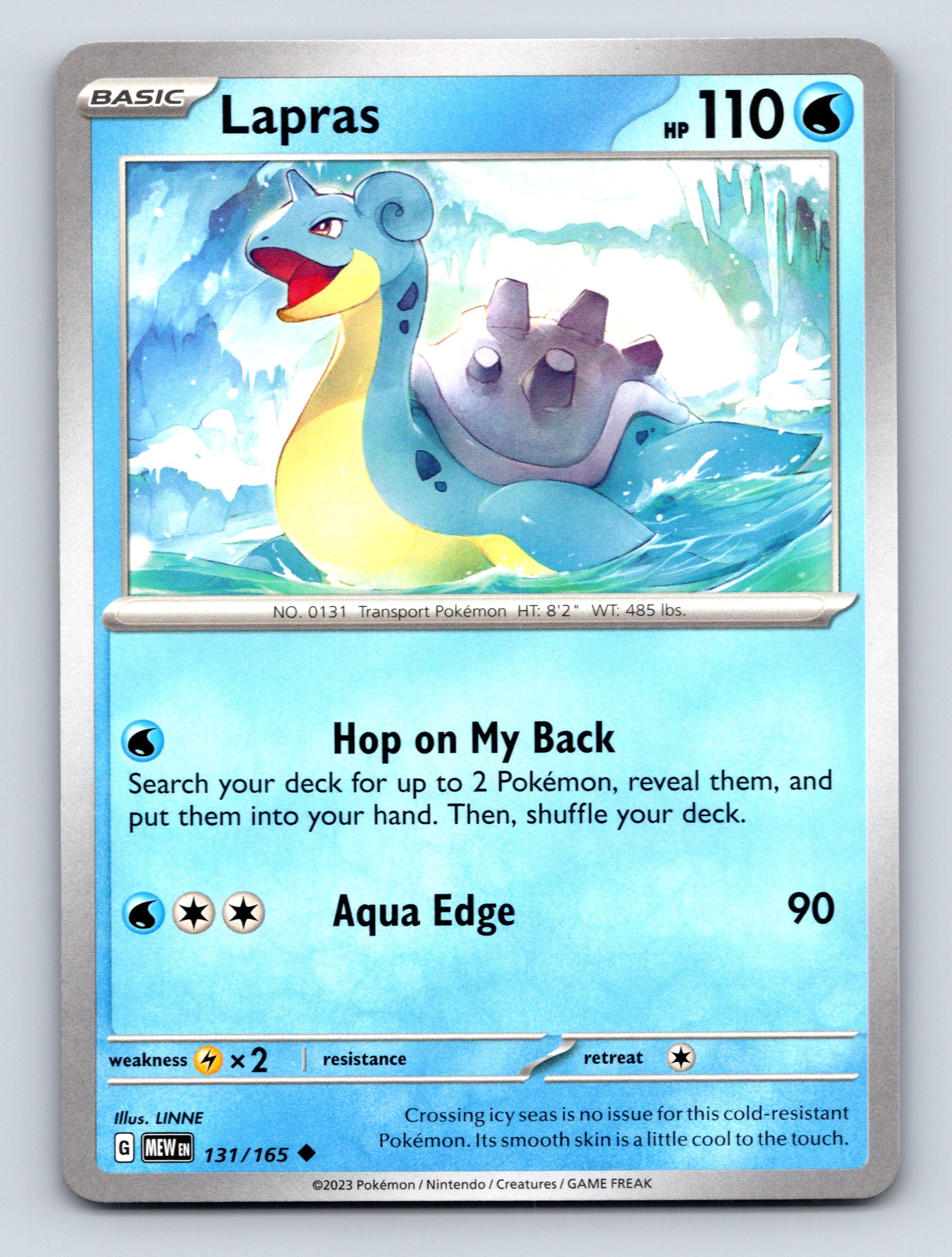 Basic Lapras HP 110 Aqua Edge Attack Rarity Blue Transport Pokémon | eBay