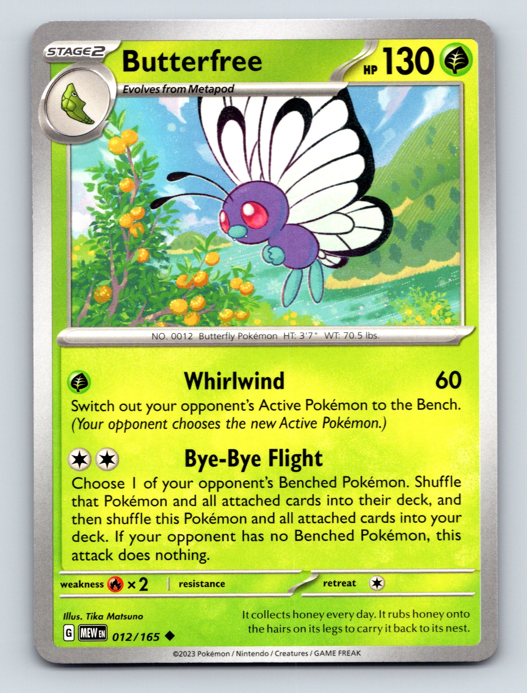 Stage 2 Butterfree HP 130 Bye Bye Flight Attack Rarity Green Pokémon ...