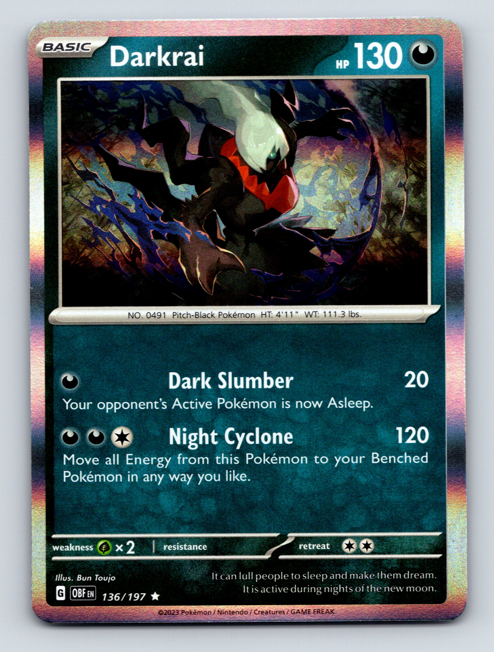 Basic Darkrai HP 130 Dark Slumber Attack Cyclone Rarity Dark Pokémon | eBay