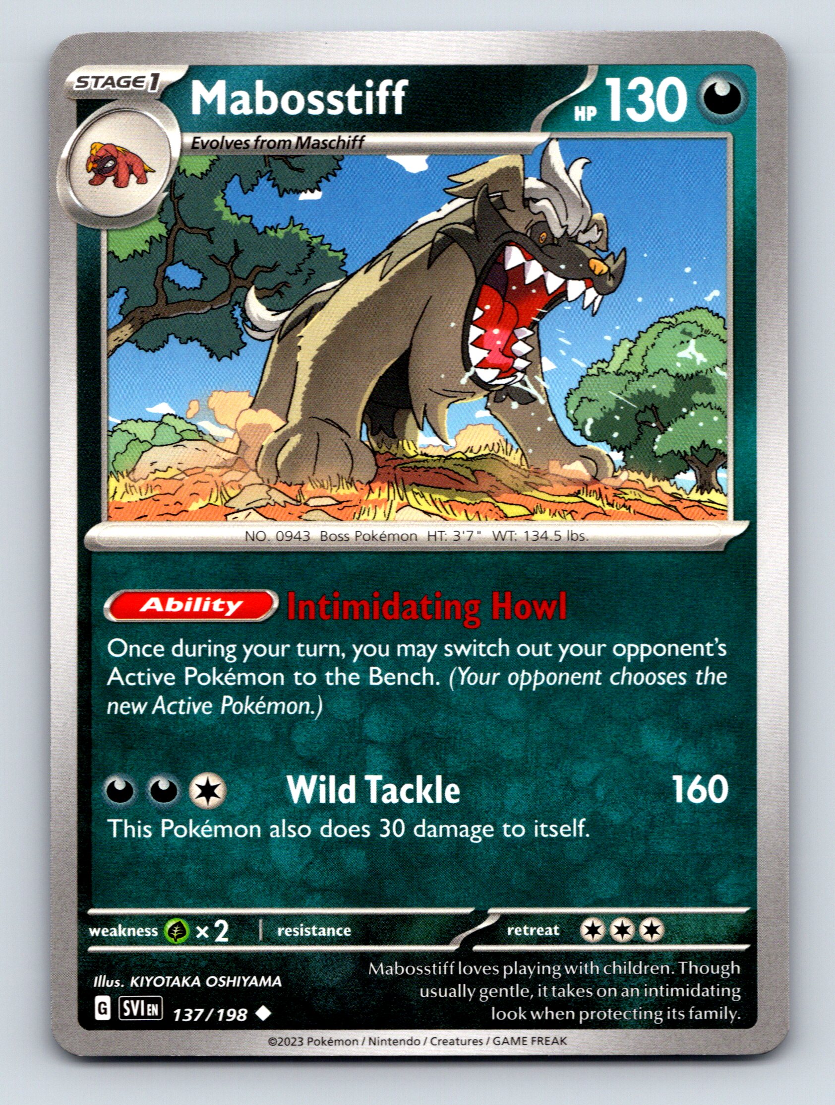 Stage 1 Mabosstiff HP 130 Intimidating Howl Ability Rarity Dark ...