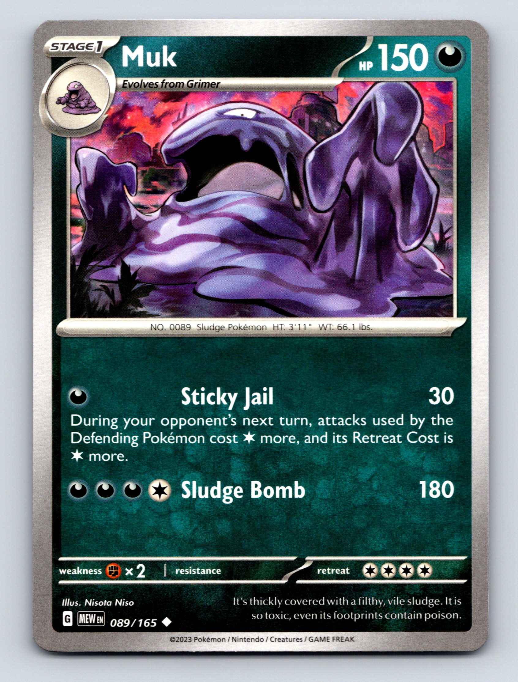 Stage 1 Muk HP 150 Sludge Bomb Attack Rarity Purple Colorful Pokémon | eBay