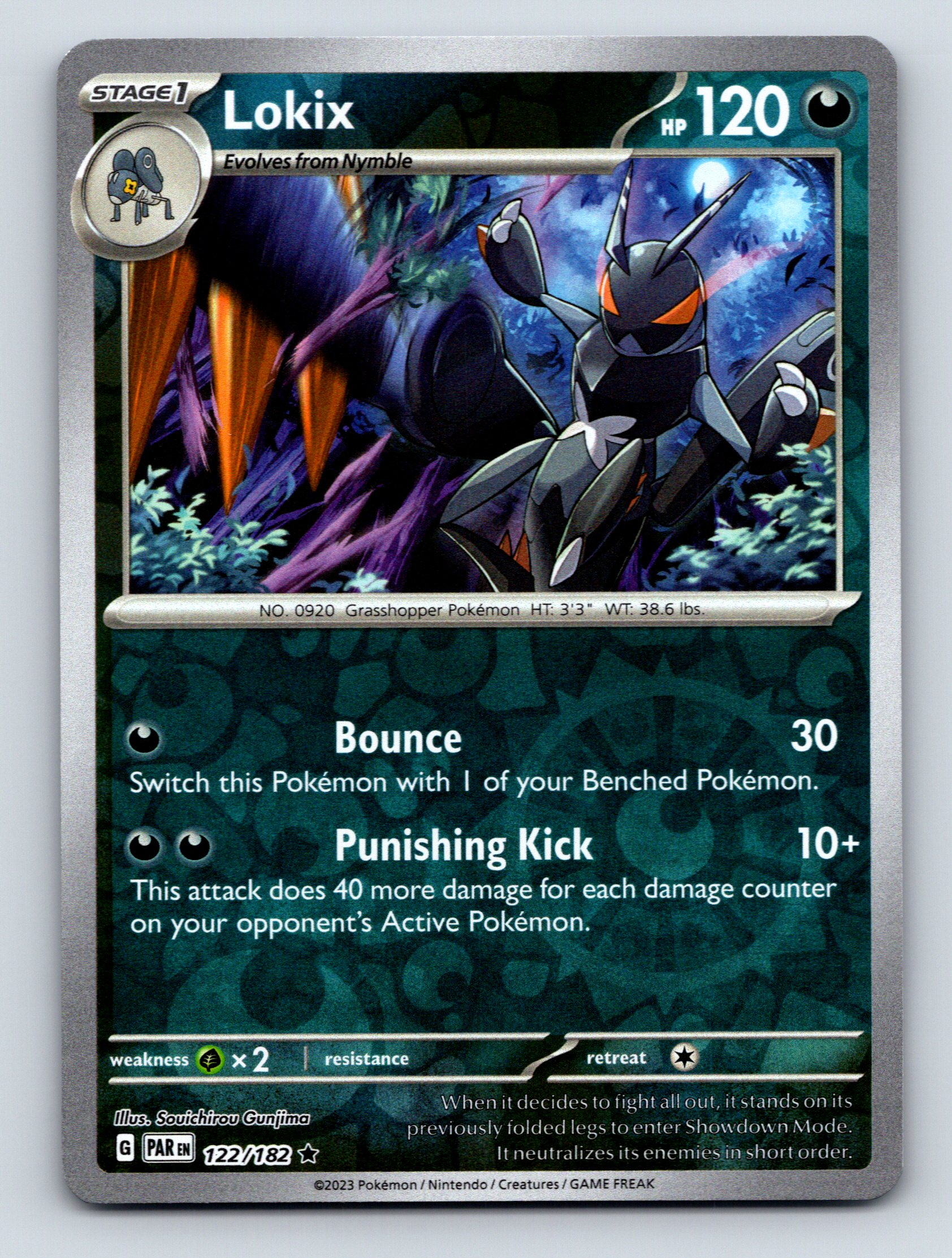 Stage 1 Lokix HP 120 Punishing Kick Attack Rarity Dark Colorful Pokémon ...