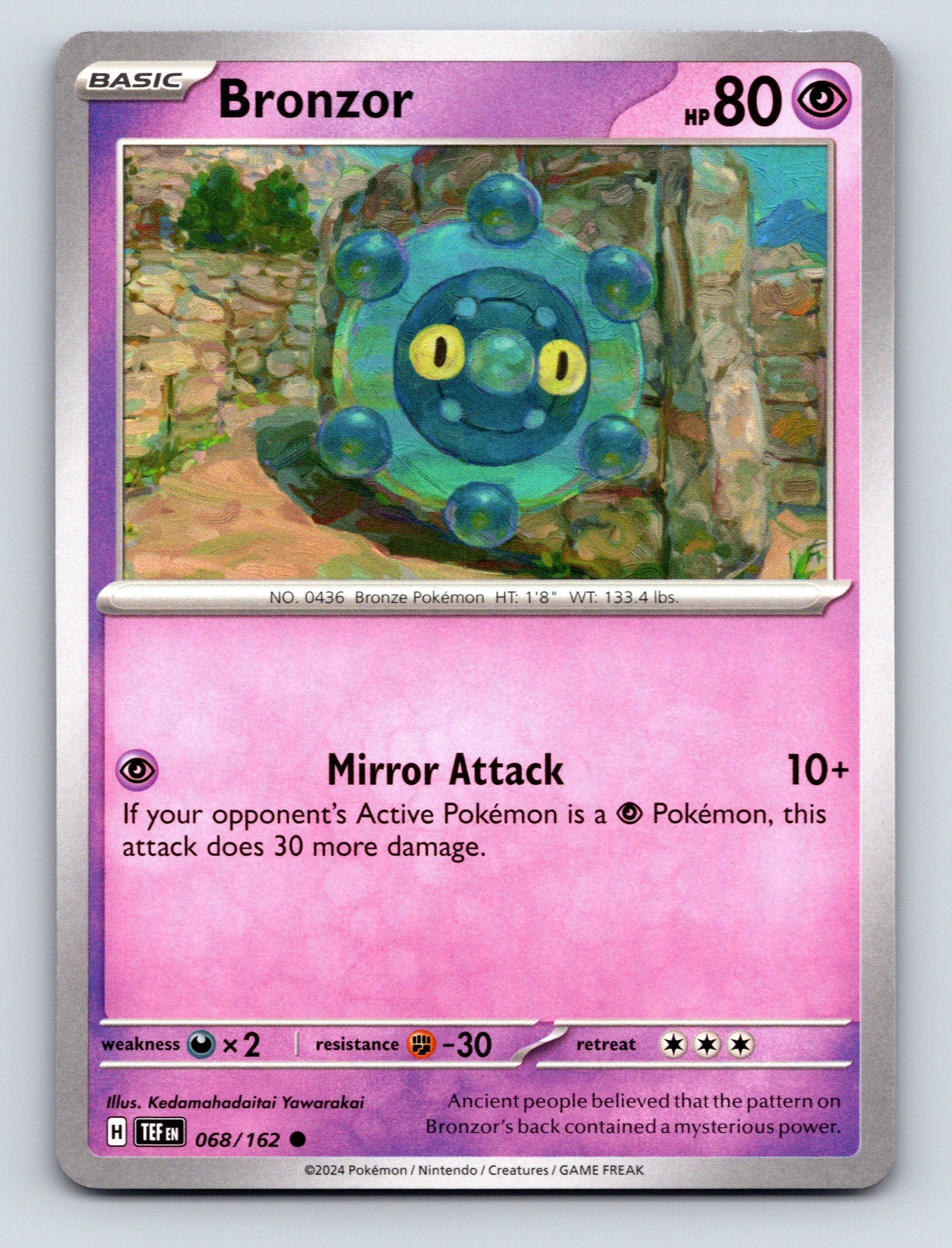 Basic Bronzor HP 80 Mirror Attack Psychic Rarity Pink Mysterious ...