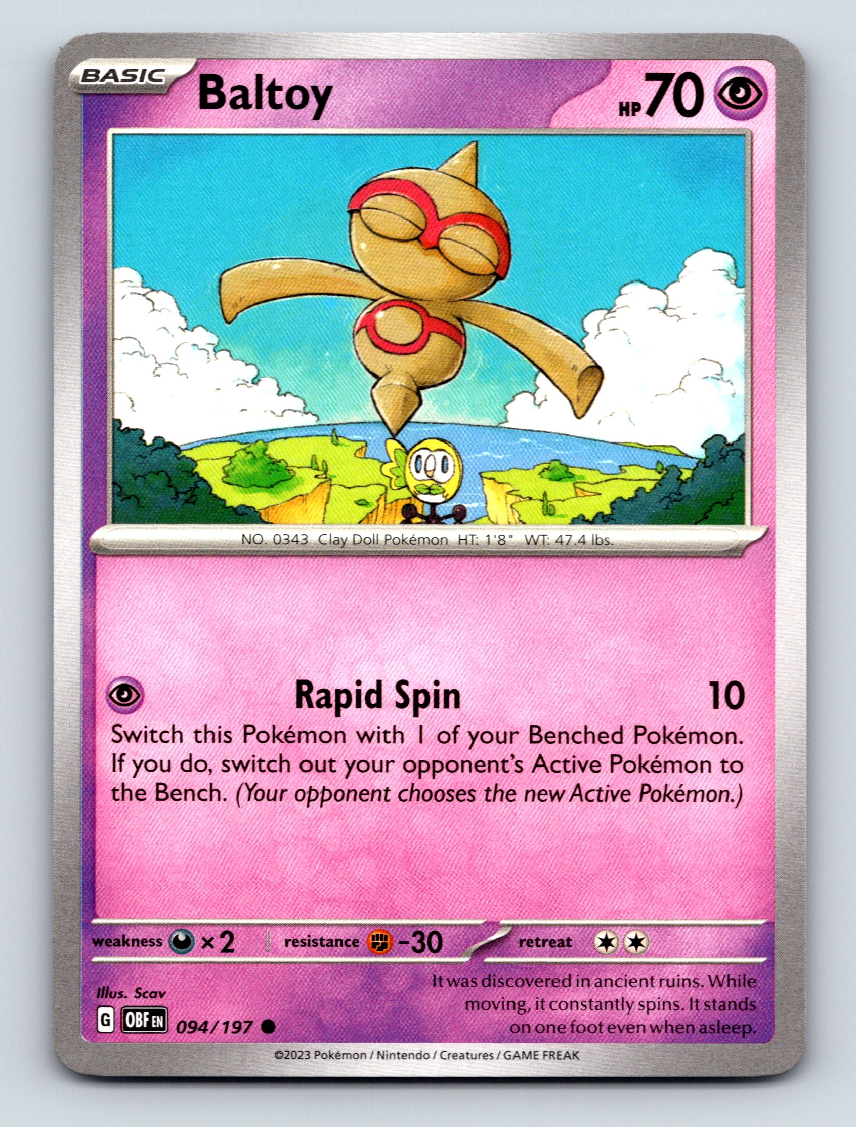 Basic Baltoy HP 70 Rapid Spin Attack Psychic Colorful Pokémon Card | eBay