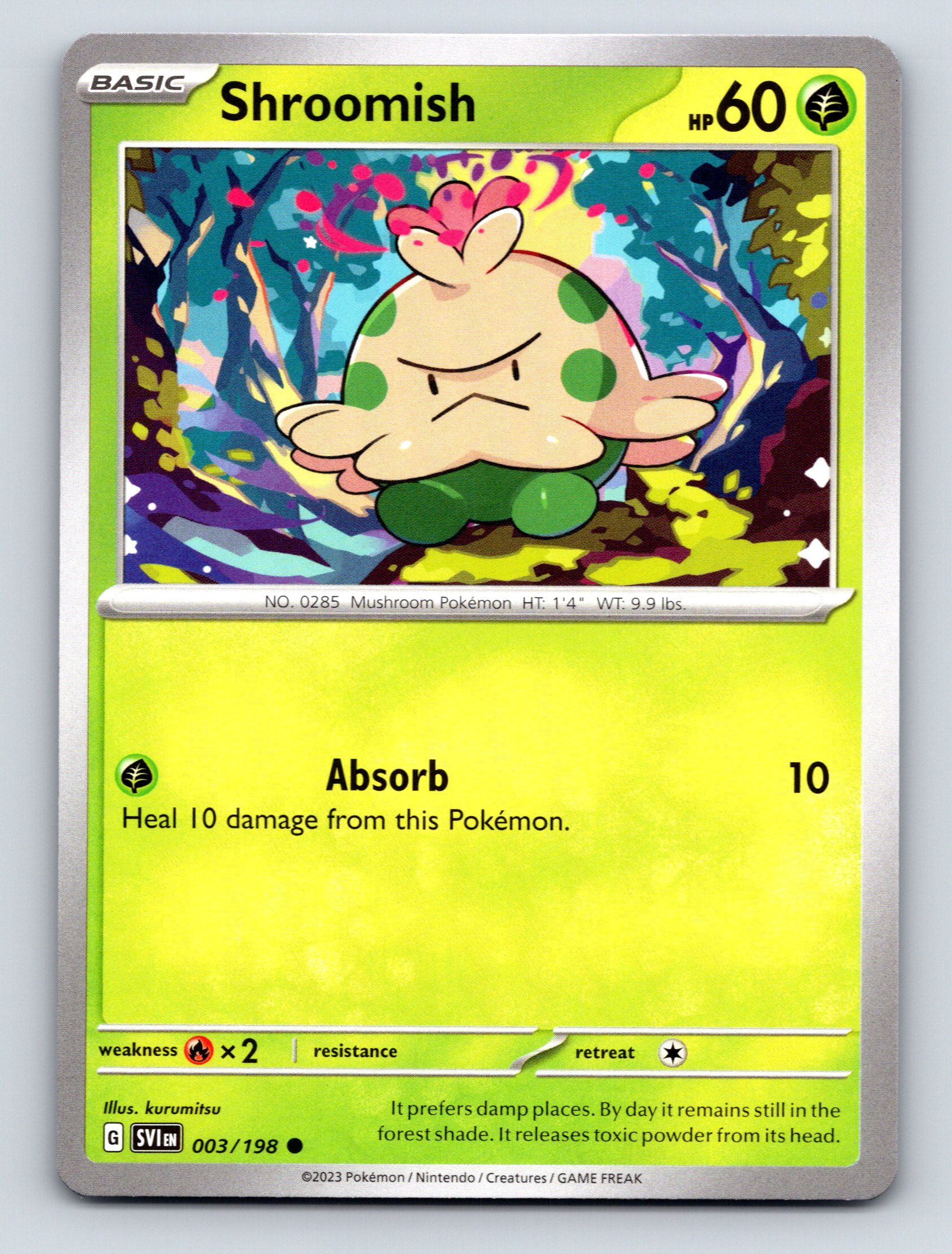 Basic Shroomish HP 60 Absorb Attack Rarity Green Vibrant Pokémon | eBay