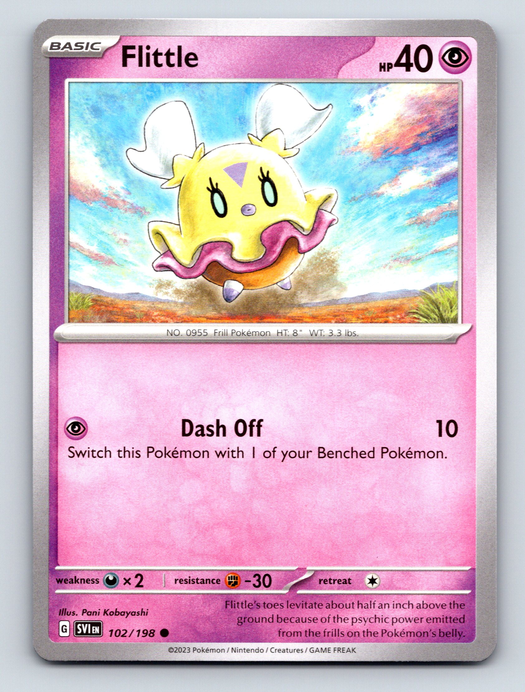Basic Flittle HP 40 Dash Off Attack Psychic Pink Frill Pokémon Card | eBay