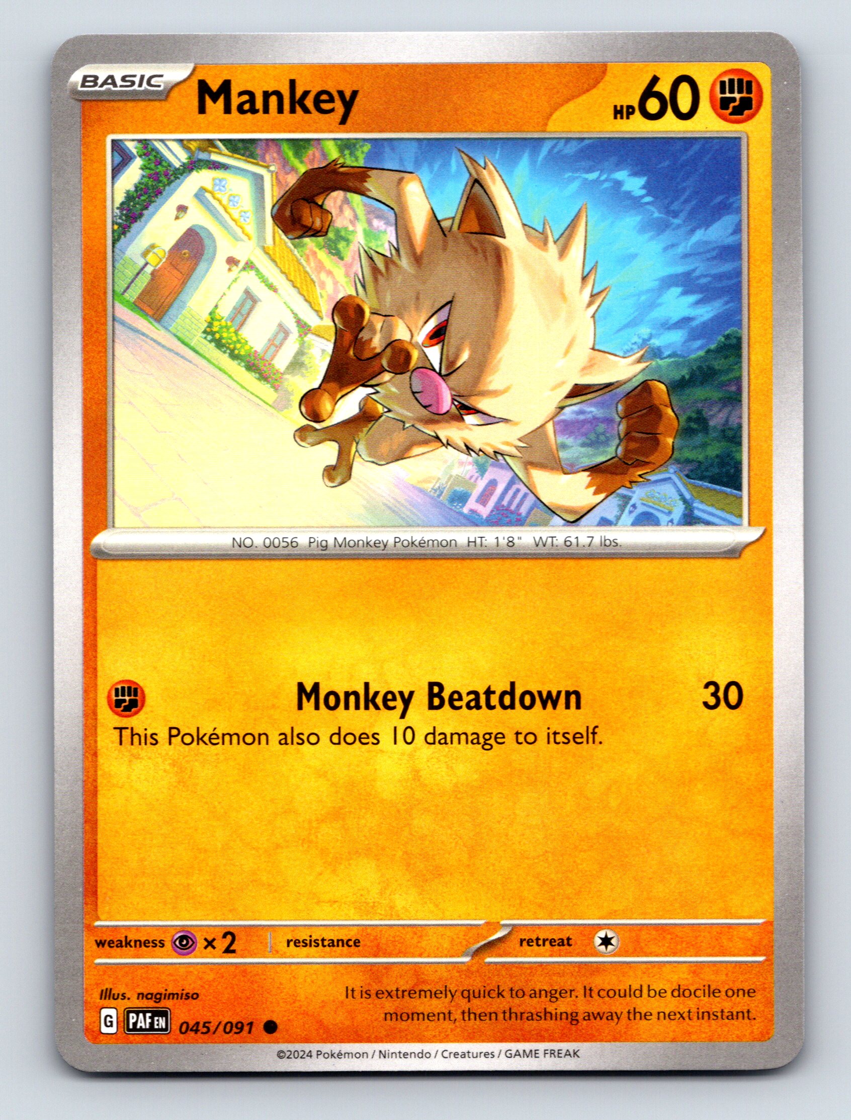 Basic Mankey HP 60 Monkey Beatdown Attack Rarity Orange Pokémon Card | eBay