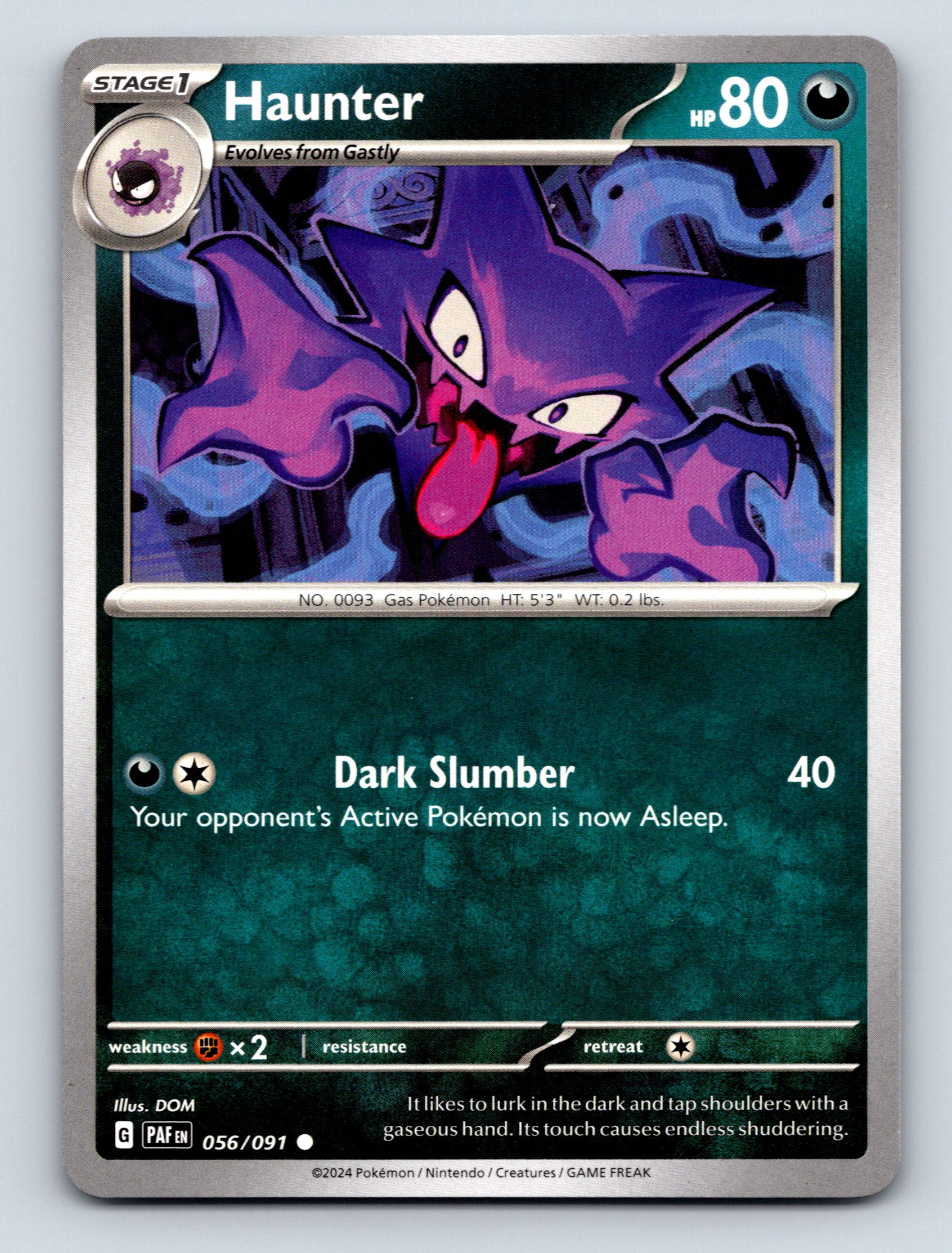 Stage 1 Haunter HP 80 Dark Slumber Attack Rarity Purple Mysterious ...