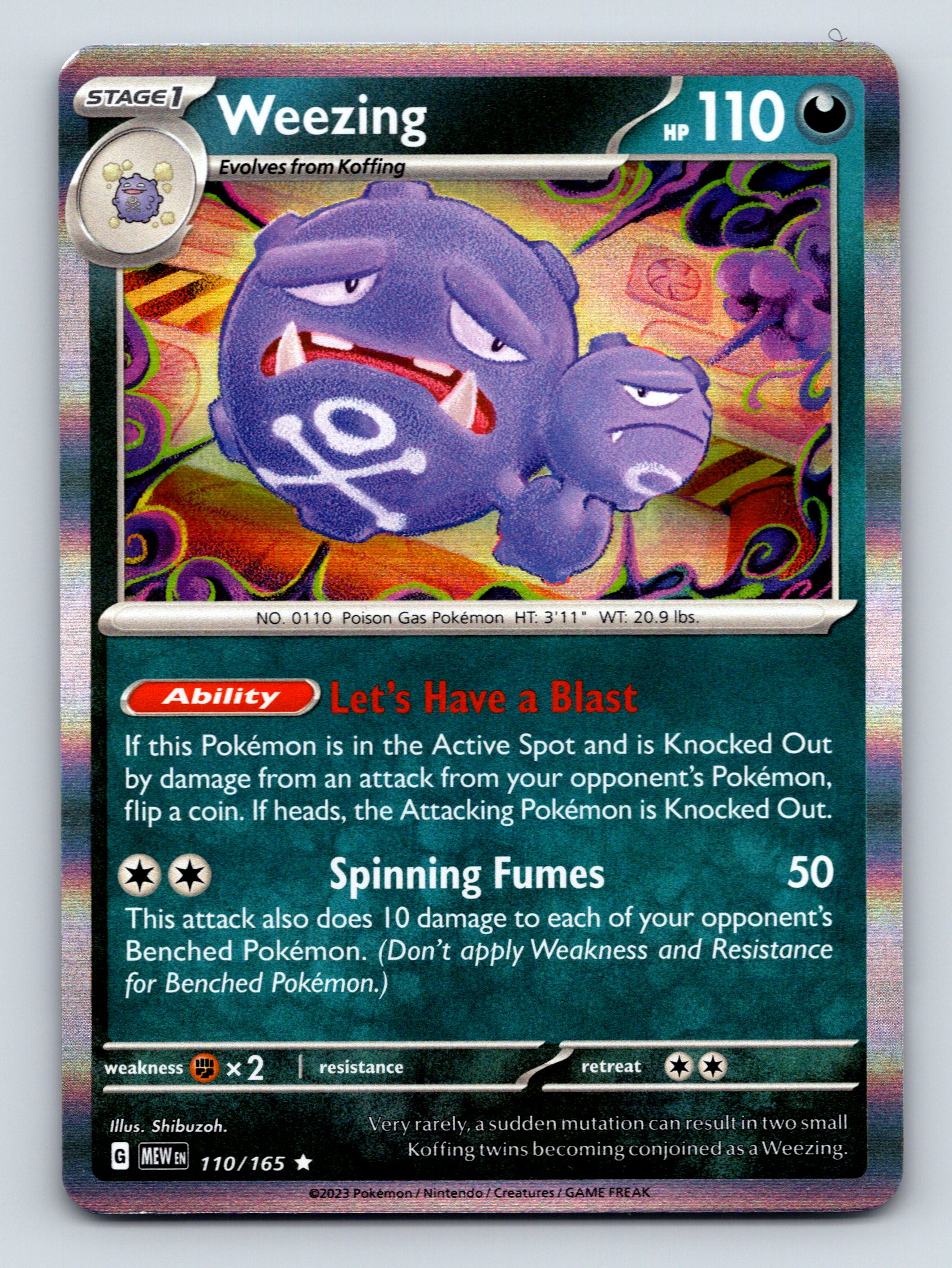 Stage 1 Weezing HP 110 Lets Have A Blast Ability Dark Energy Pokémon | eBay