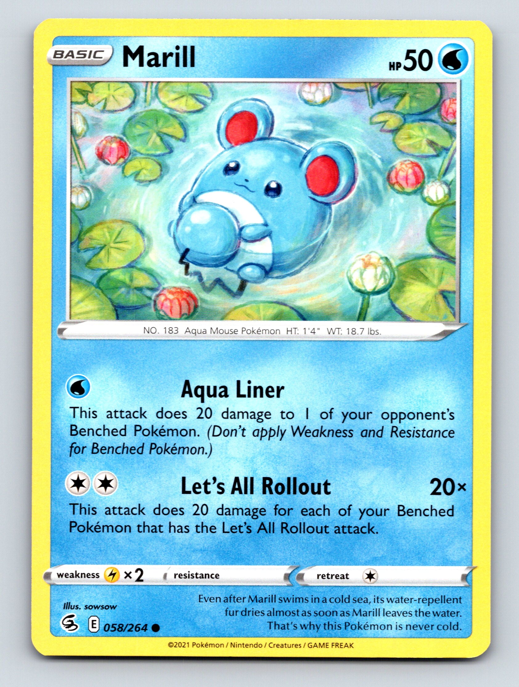 Basic Marill HP 50 Aqua Liner Attack Rarity Blue Colorful Pokémon | eBay