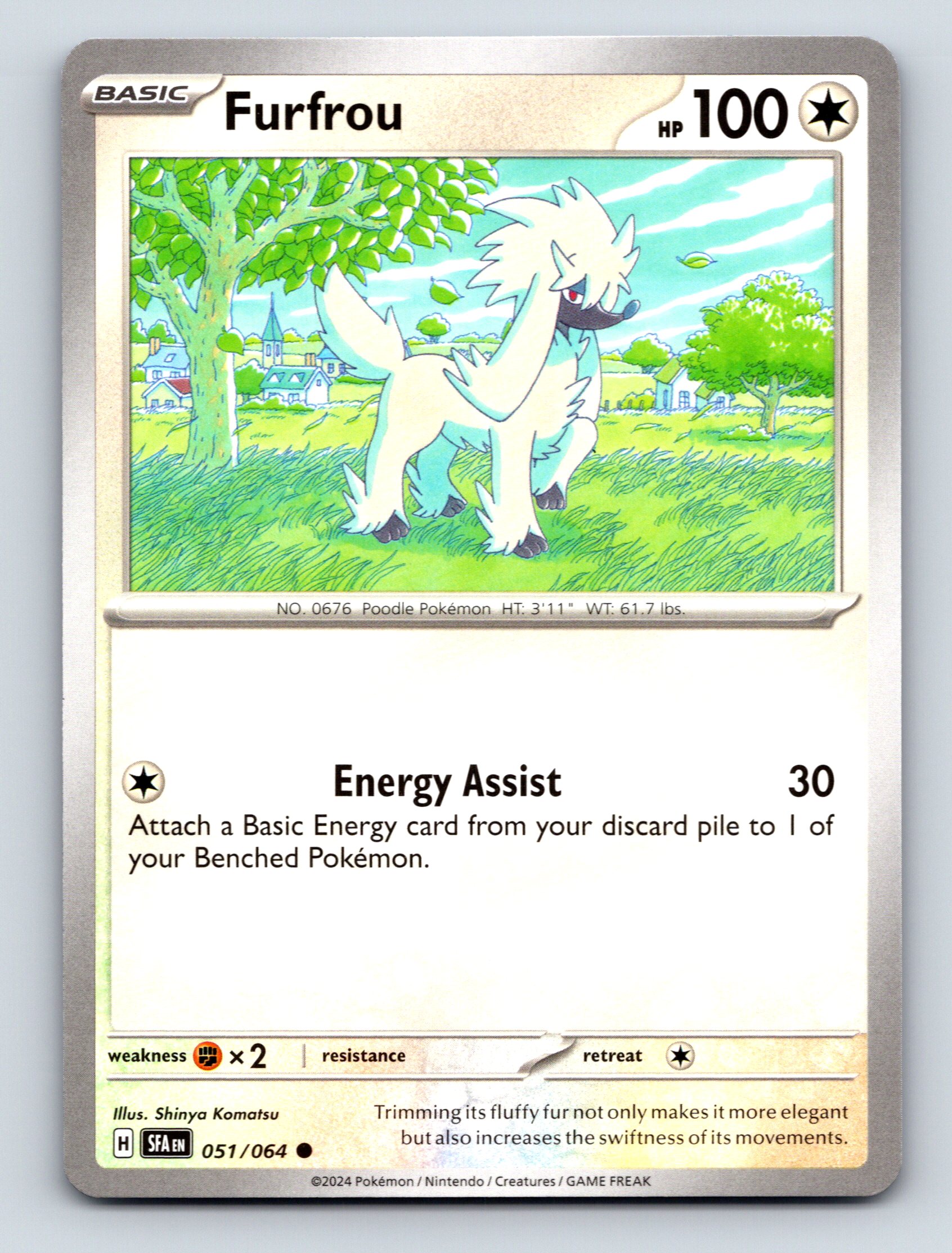 Basic Furfrou HP 100 Energy Assist Attack Poodle Pokémon White Scene | eBay
