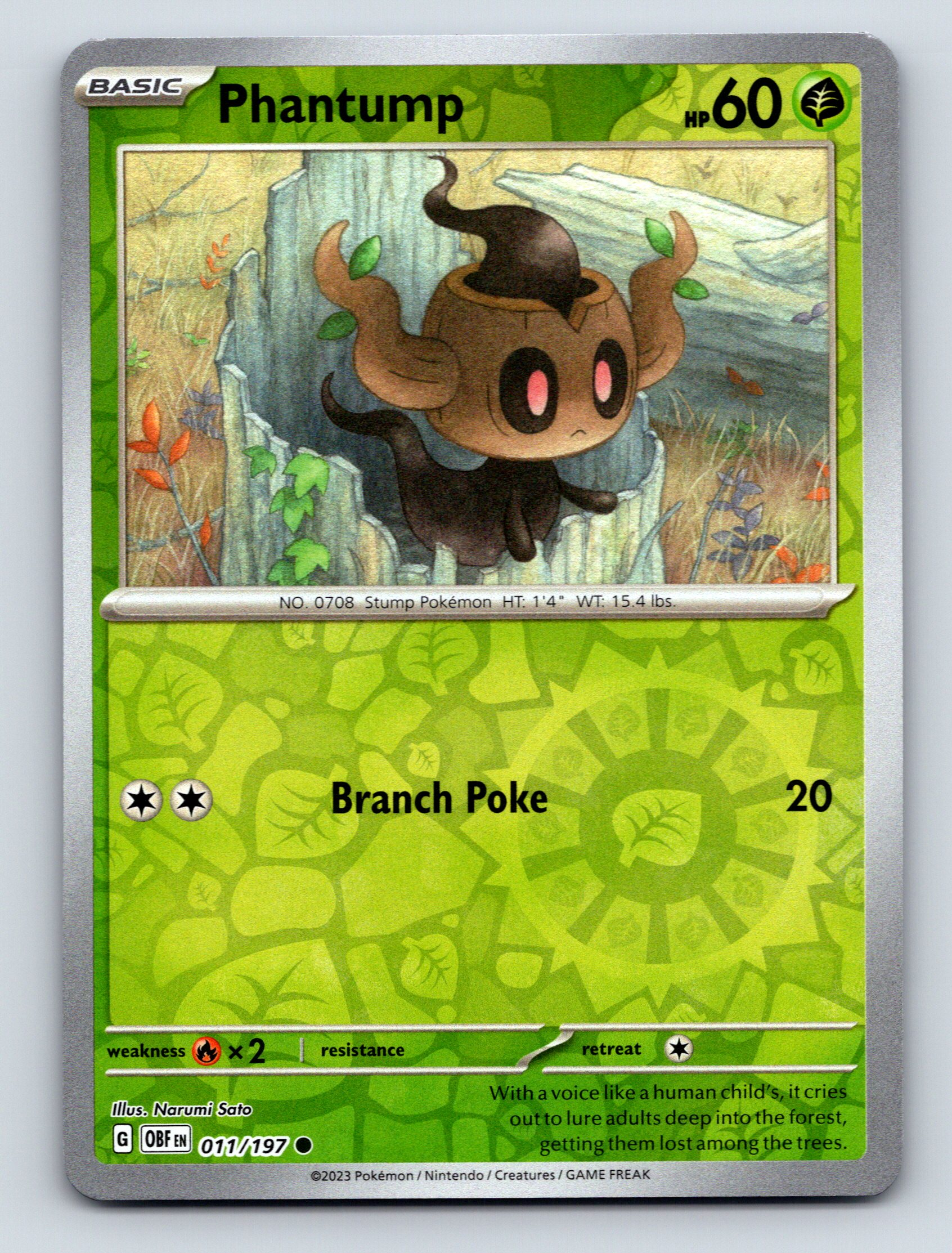 Basic Phantump HP 60 Branch Poke Attack Rarity Green Colorful Pokémon ...