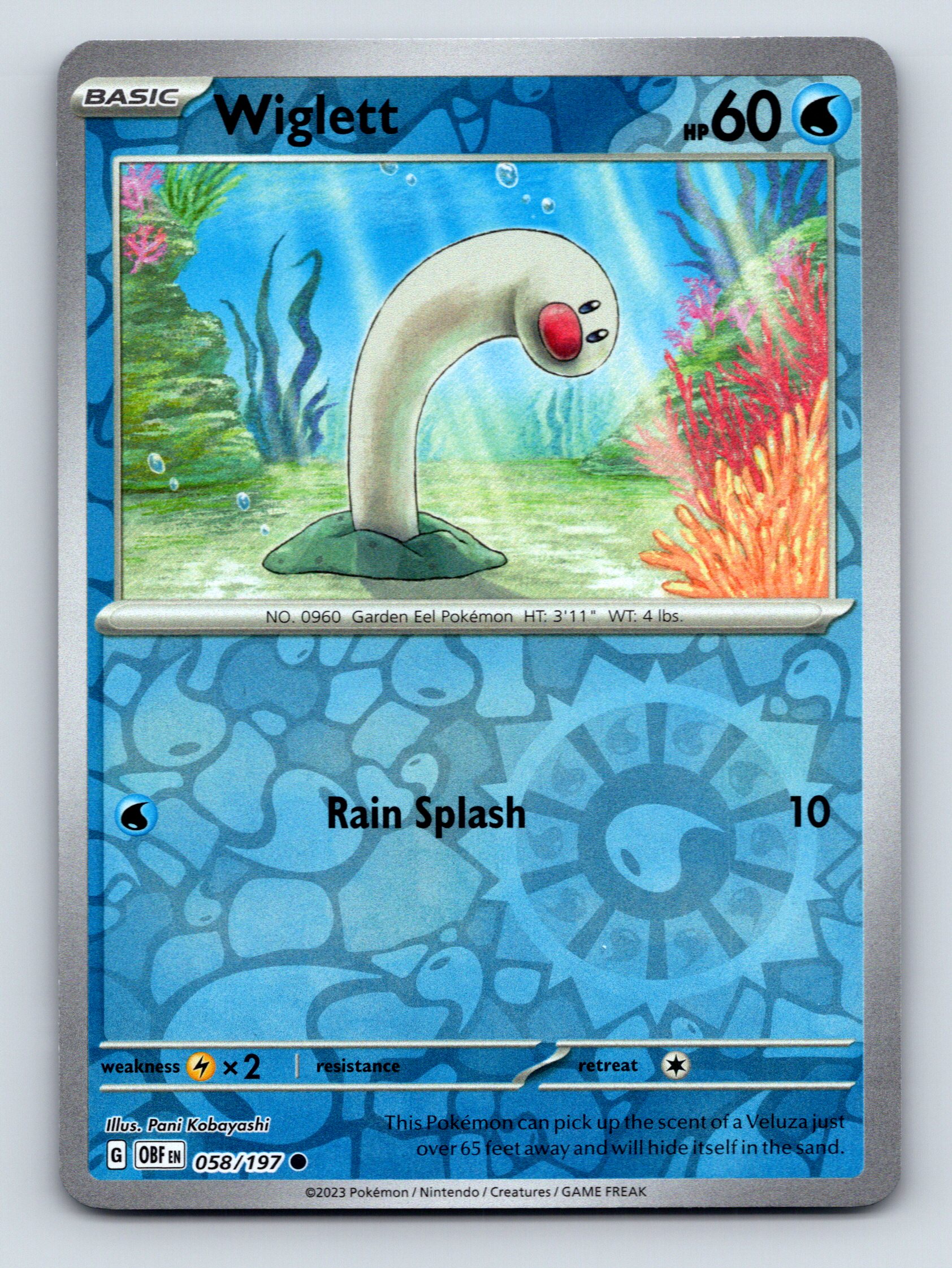 Basic Wiglett HP 60 Rain Splash Attack Blue Colorful Pokémon Card | eBay