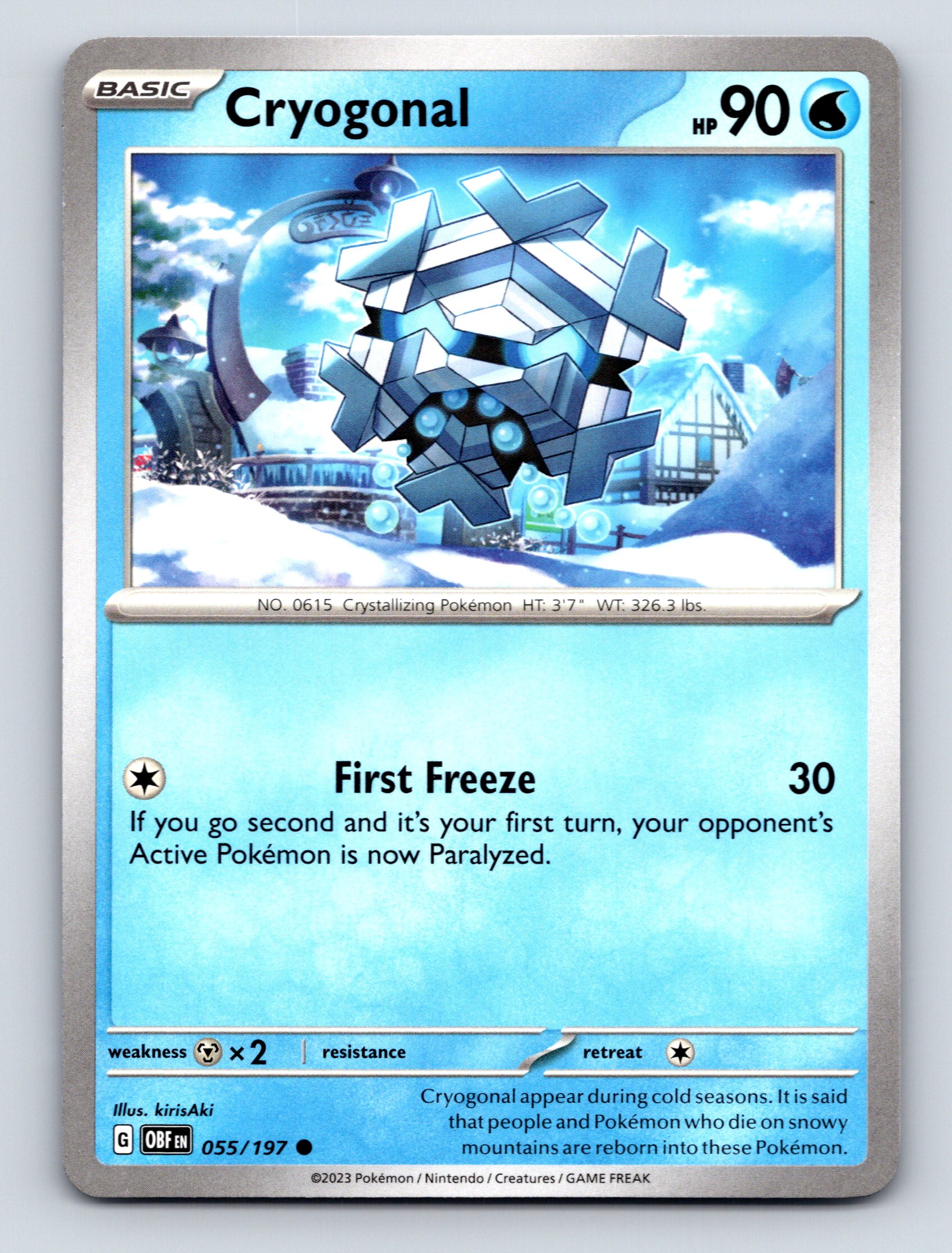 Basic Cryogonal HP 90 First Freeze Attack Rarity Blue Mystical Pokémon ...
