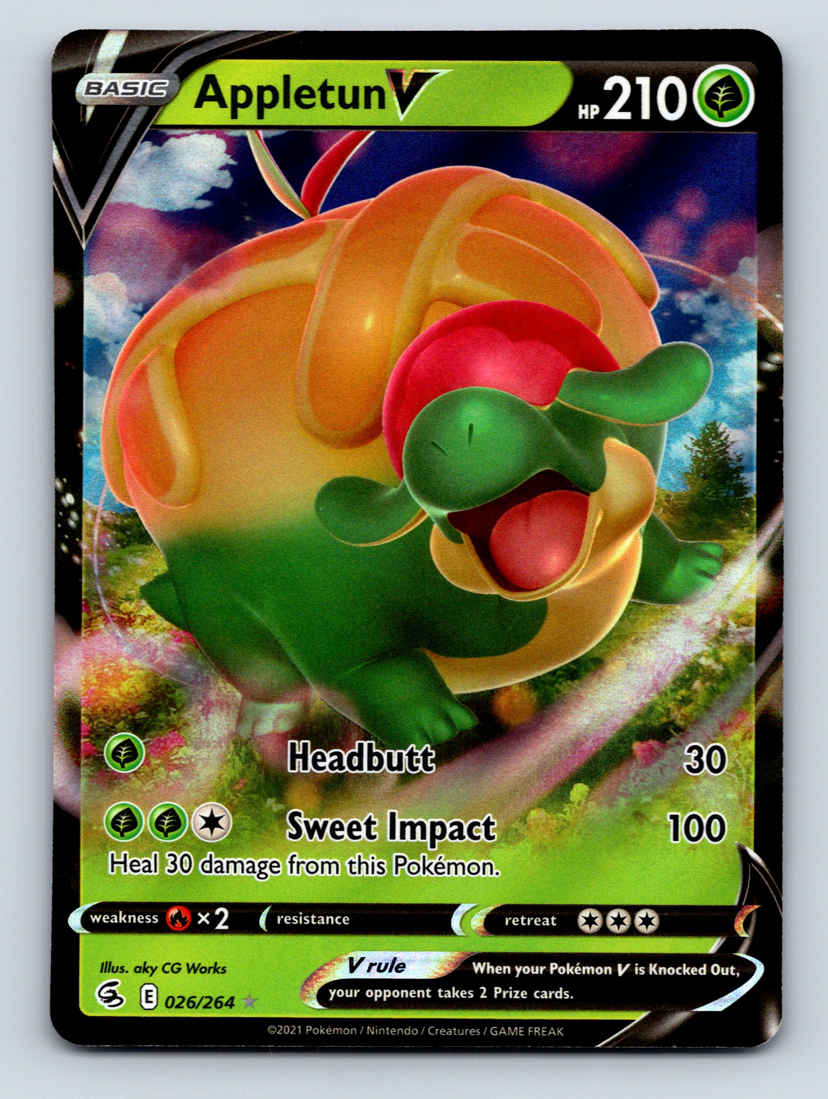 Basic Appletun V HP 210 Sweet Impact Attack Green Delightful Pokémon | eBay