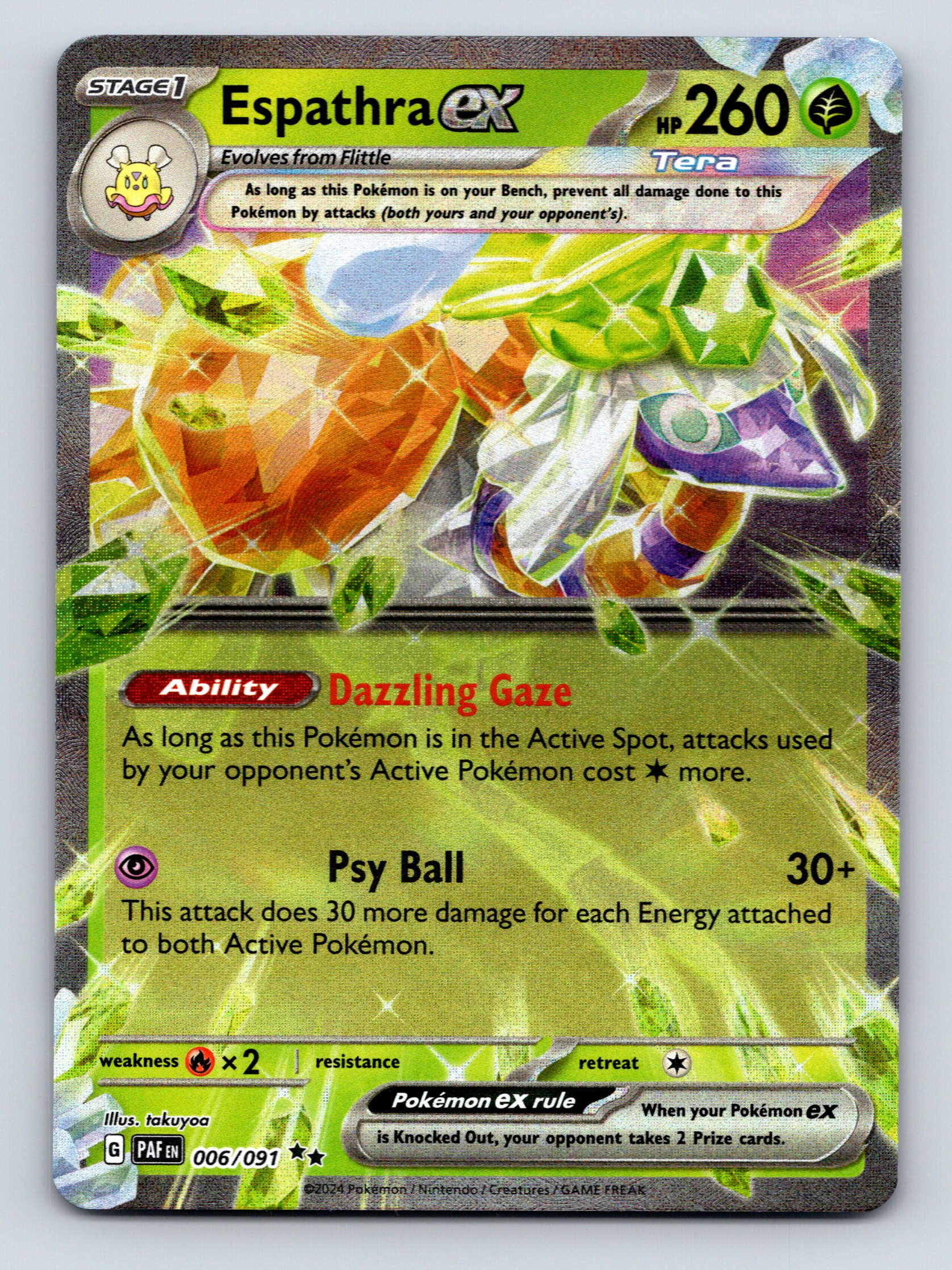 Stage 1 Espathra EX HP 260 Dazzling Gaze Ability Tera Green Pokémon | eBay