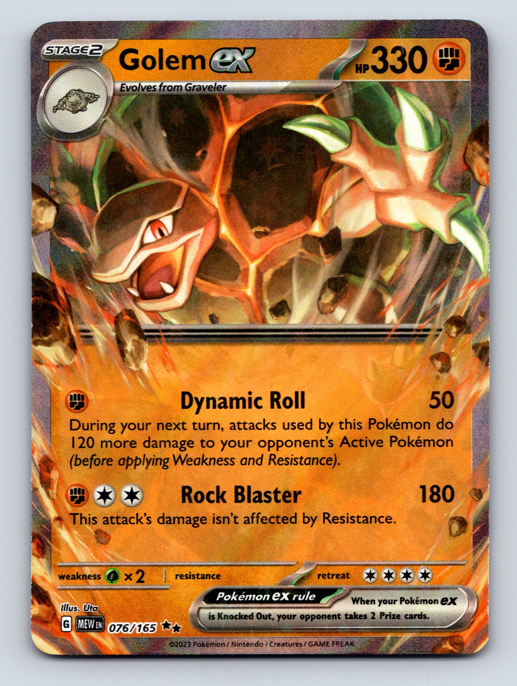 Stage 2 Golem EX HP 330 Dynamic Roll Rock Blaster Orange Power Pokémon ...