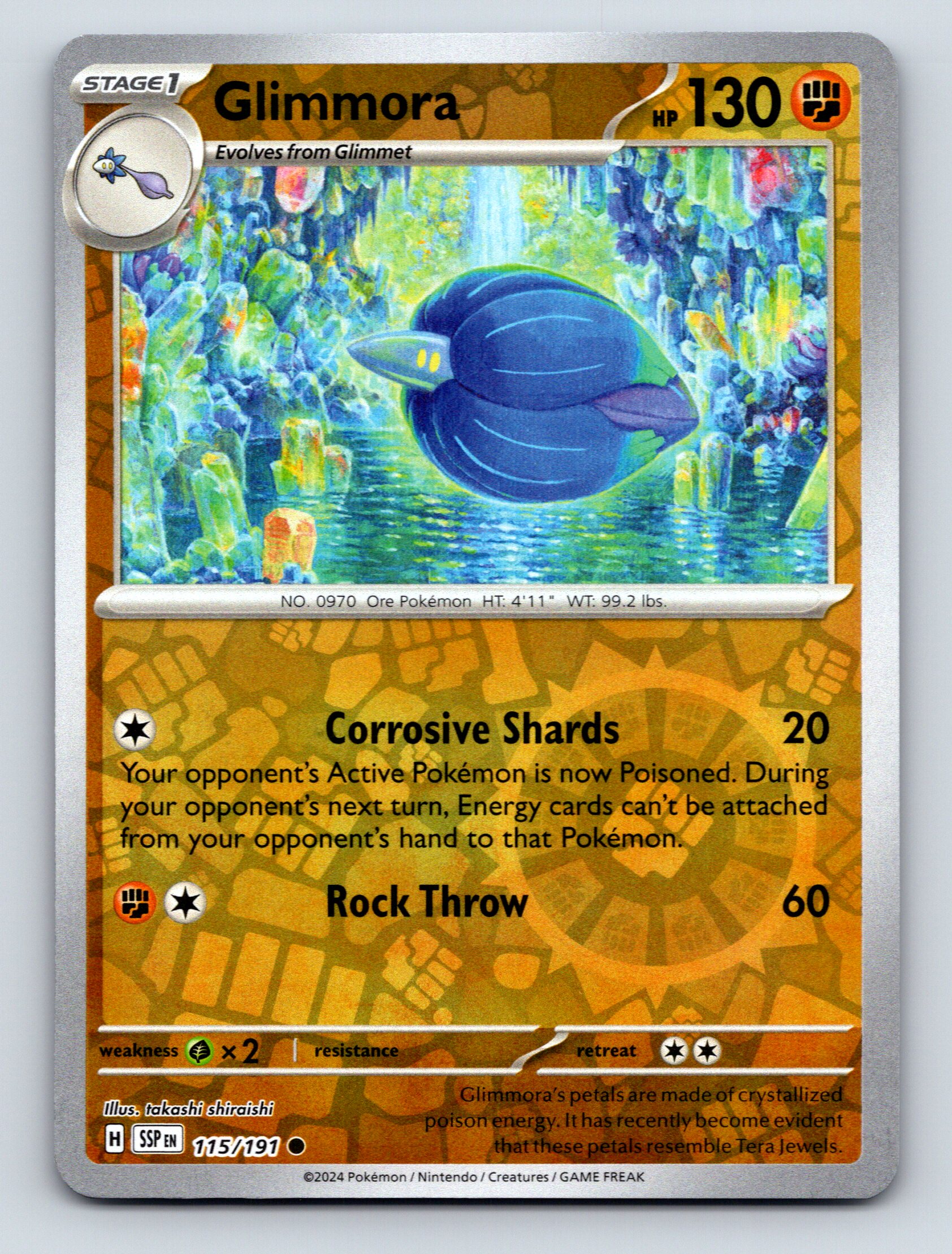 Stage 1 Glimmora HP 130 Corrosive Shards Attack Rock Throw Rarity Ore ...