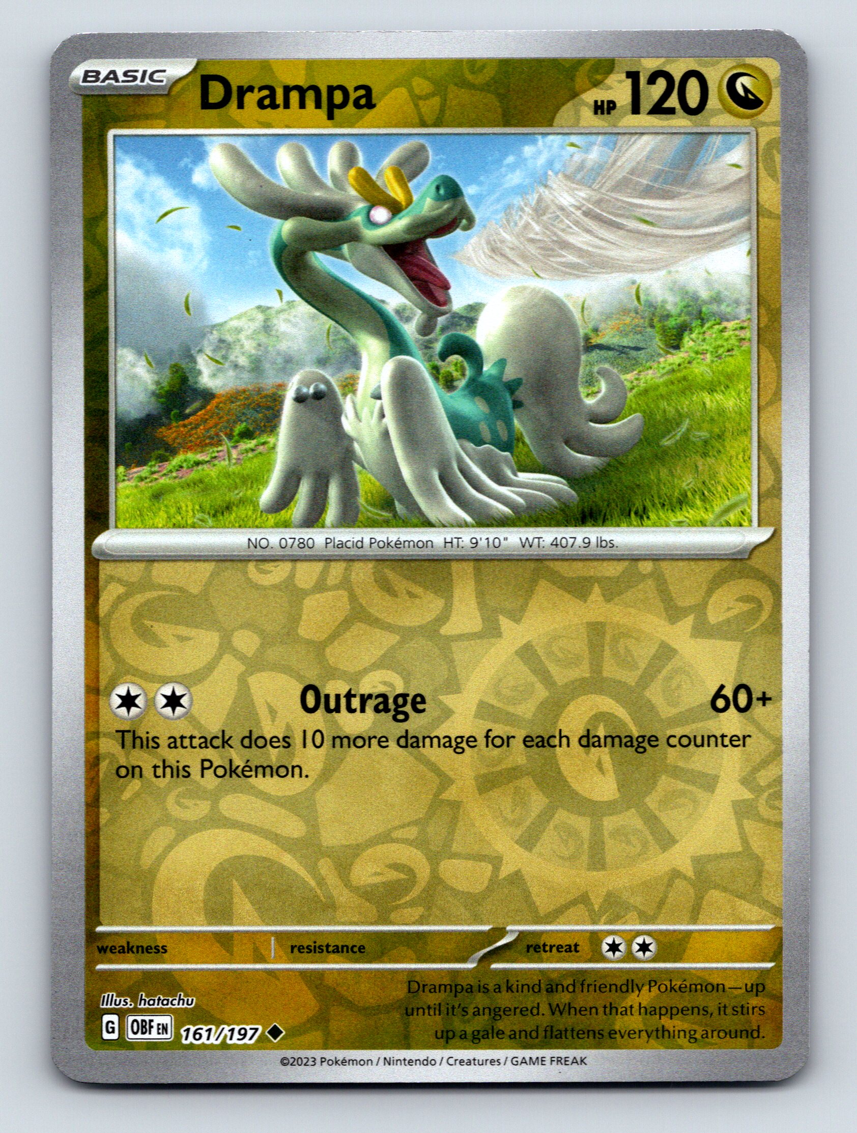 Basic Drampa HP 120 Outrage Attack Rare Green Placid Pokémon | eBay